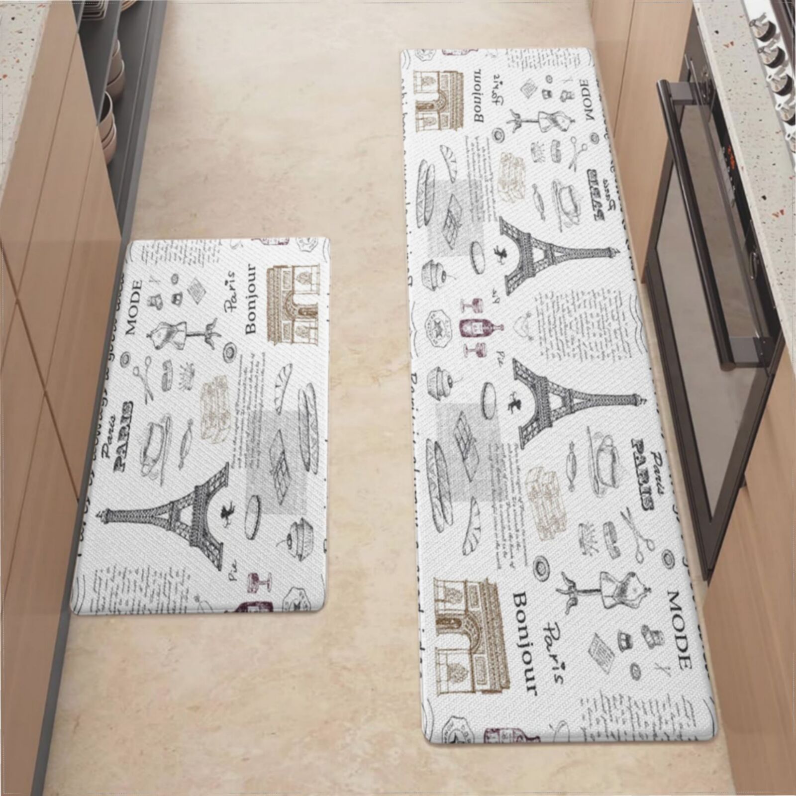 Kitchen Mats For Floor,Paris Cafe Painting Kitchen Rug For Kitchen ...
