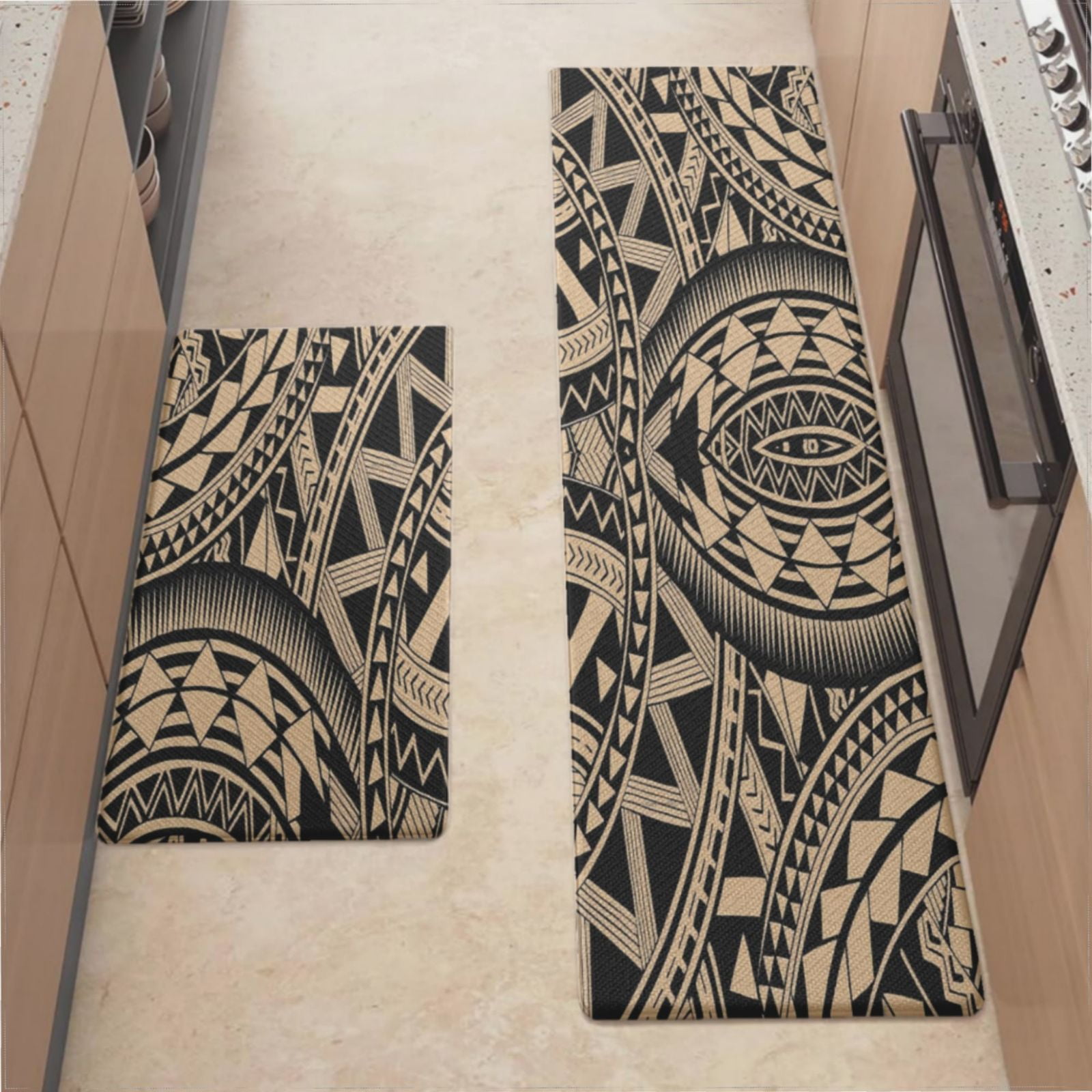 Kitchen Mats For Floor,Polynesian Samoan Tattoo Black Tan Design ...