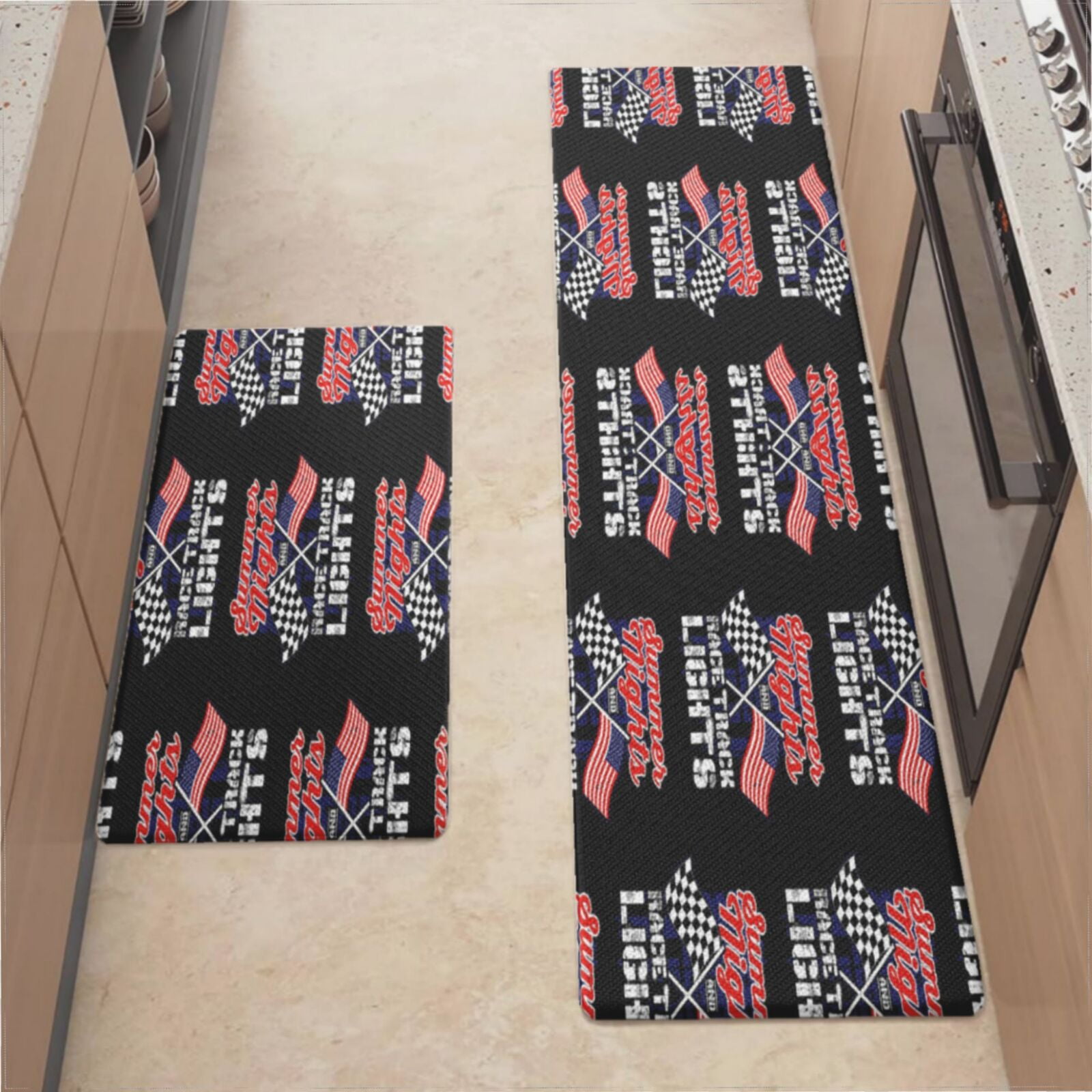 Kitchen Mats For Floor,Racing Summer Nights Race Track Lights Flags ...