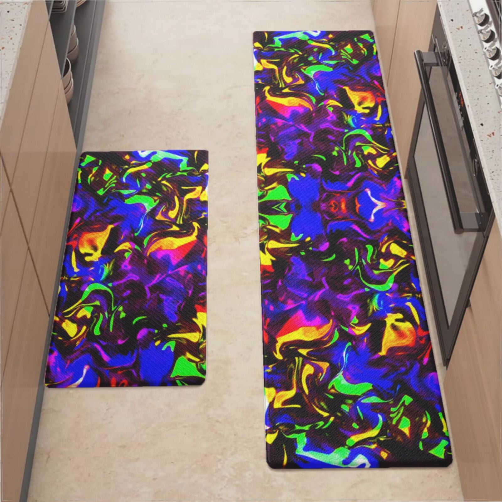 Kitchen Mats For Floor,Rave Rainbow Of Glow Stick Fire Kitchen Rug For ...