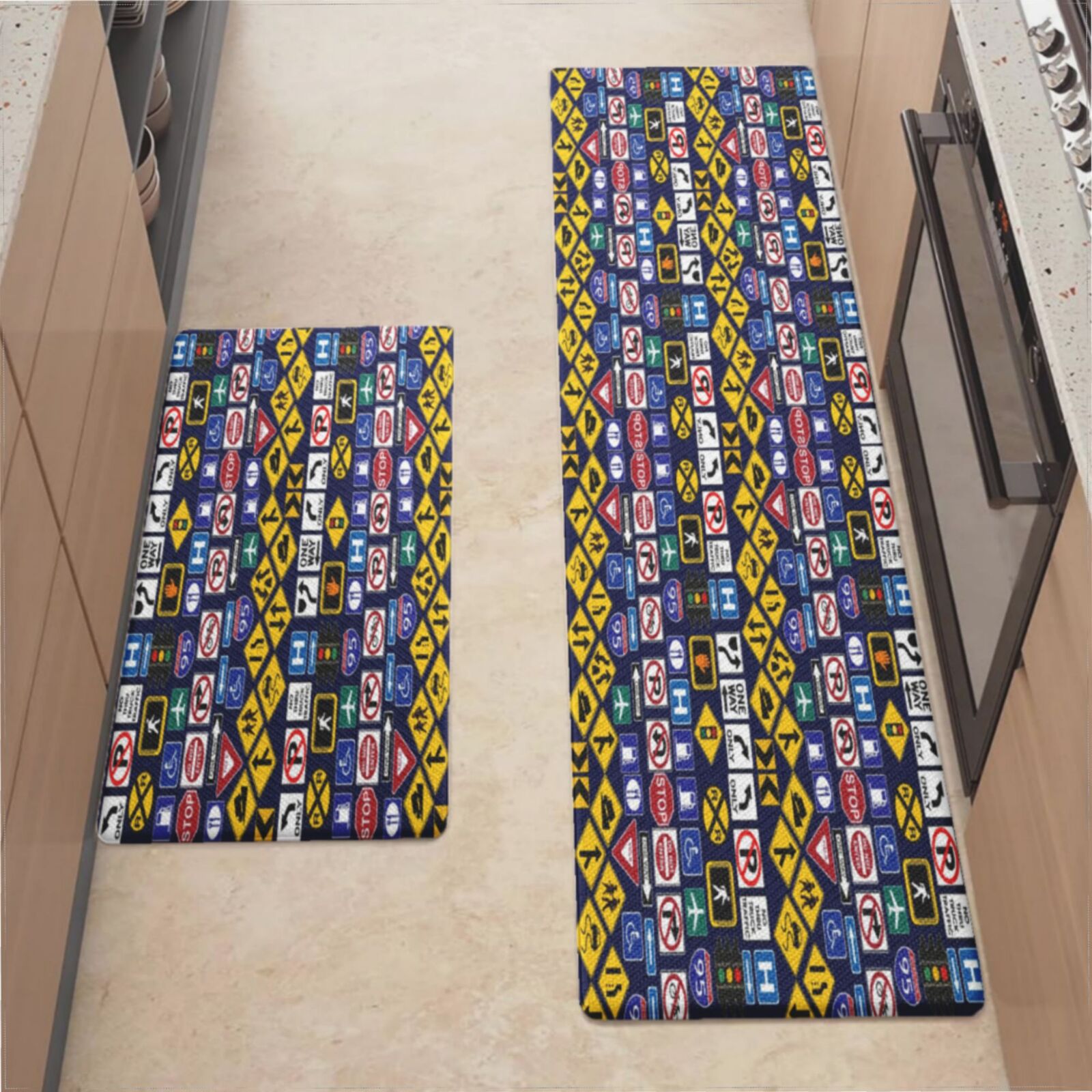Kitchen Mats For Floor,Road Signs,Regulations Signs Kitchen Rug For ...