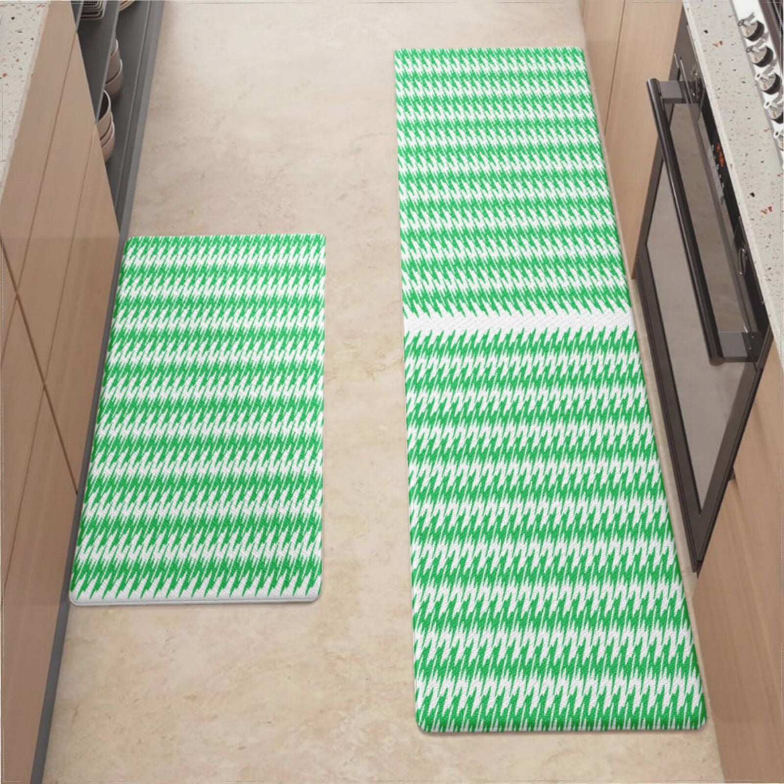 Kitchen Mats For Floor,Sage Green And White Ripple Kitchen Rug For ...