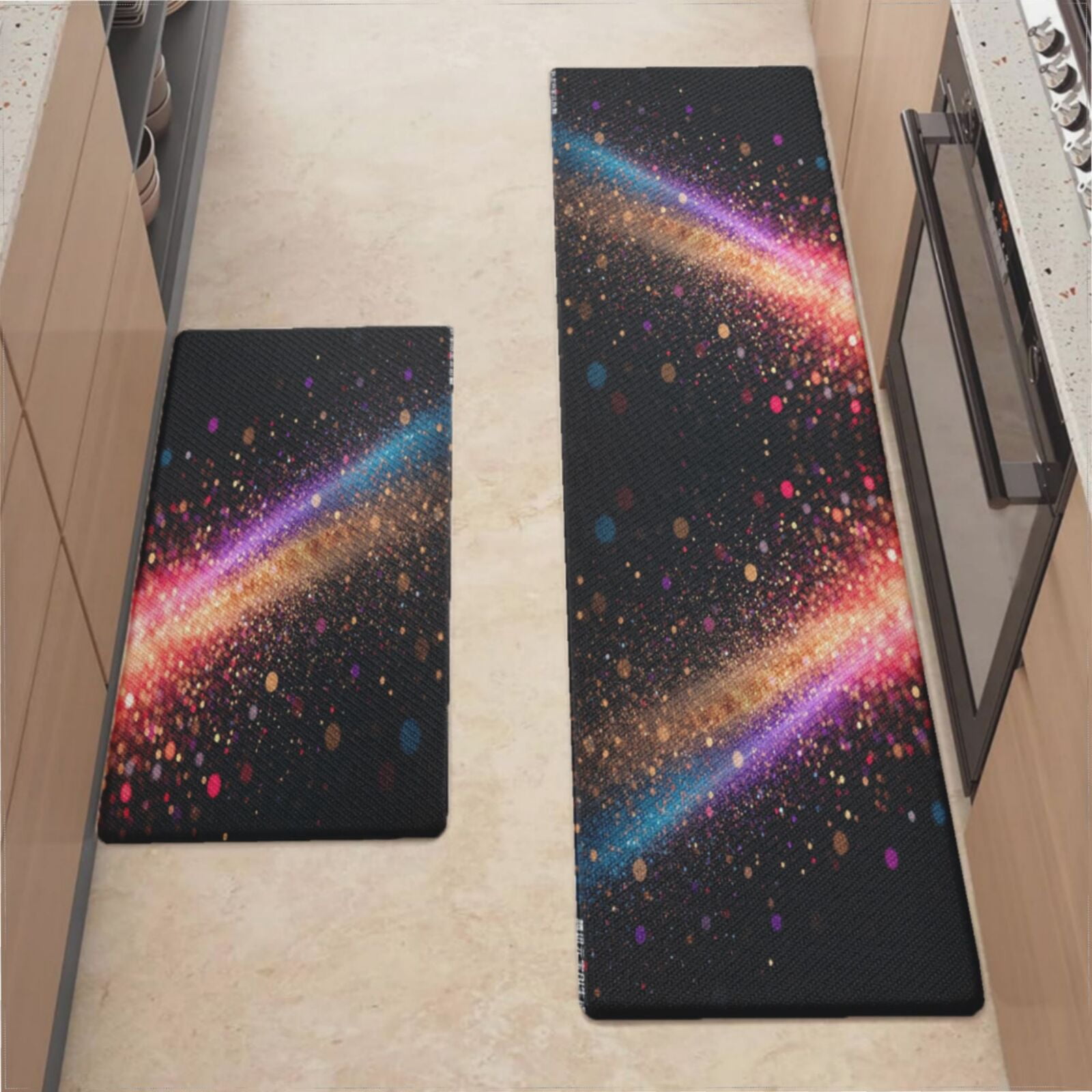 Kitchen Mats For Floor,Shiny Glowing Particles Kitchen Rug For Kitchen ...