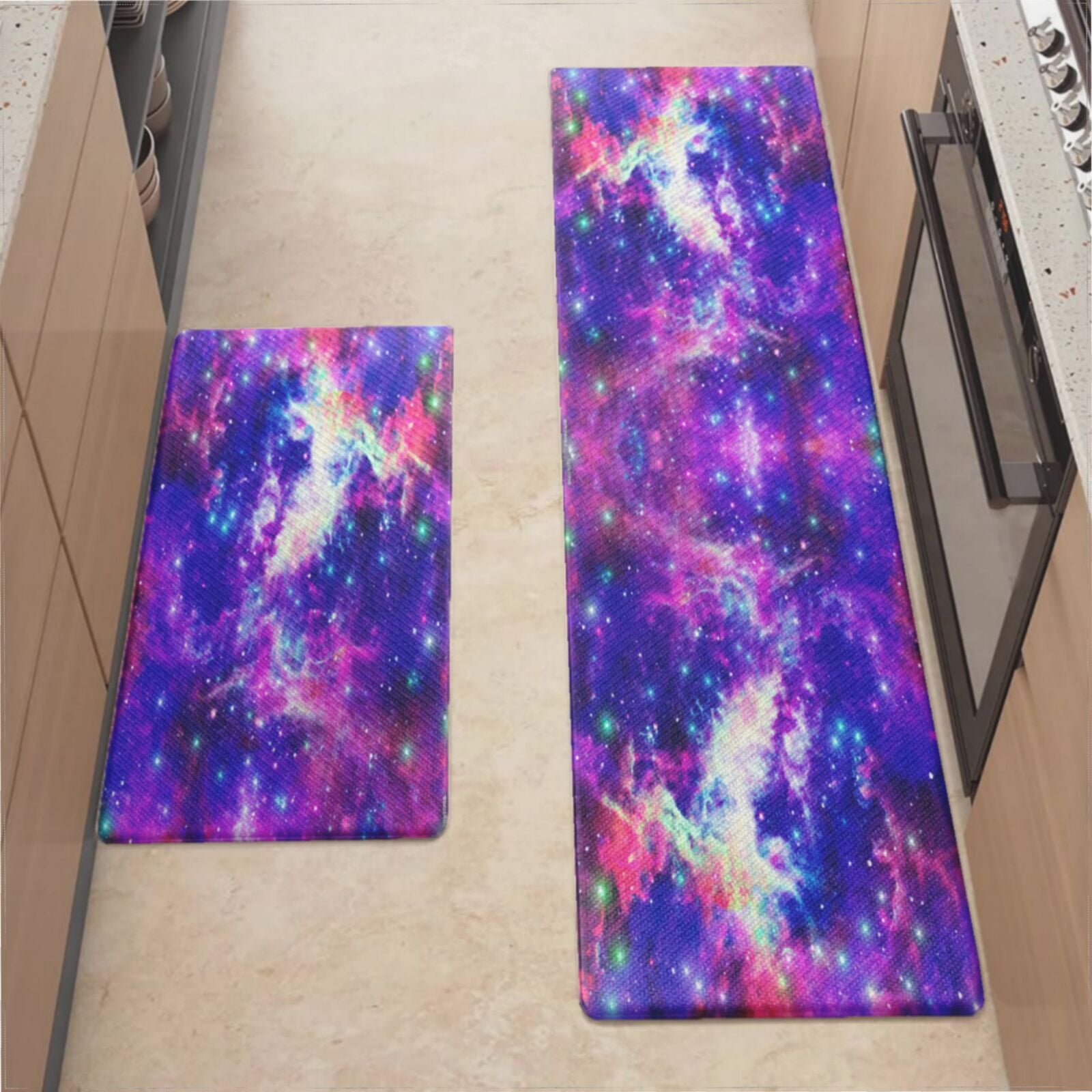 Kitchen Mats For Floor,Space With Bright Star Nebula Kitchen Rug For ...
