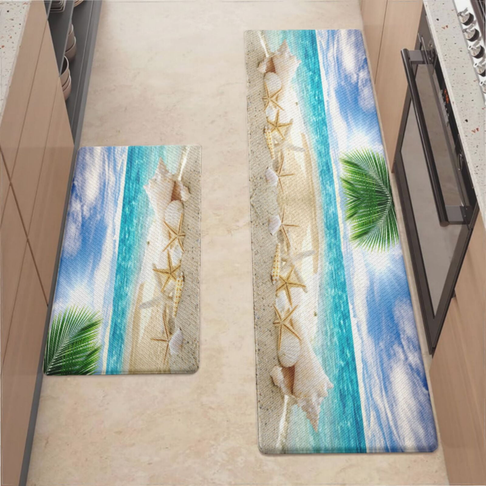 Kitchen Mats For Floor,Summer Beach Hawaiian Ocean Palm Tree Marine Sea ...