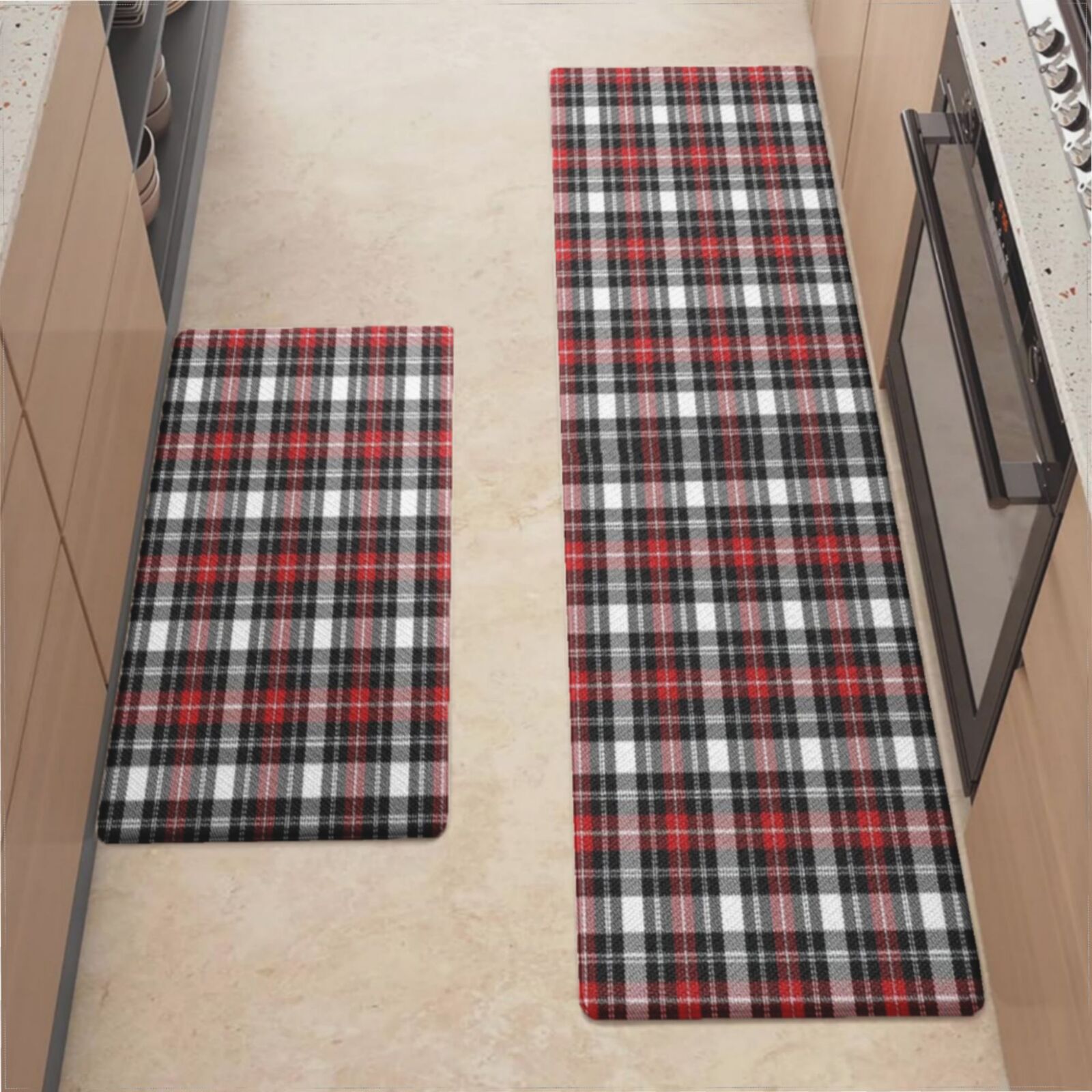 Kitchen Mats For Floor,Tartan Texture Classic Kitchen Rug For Kitchen ...