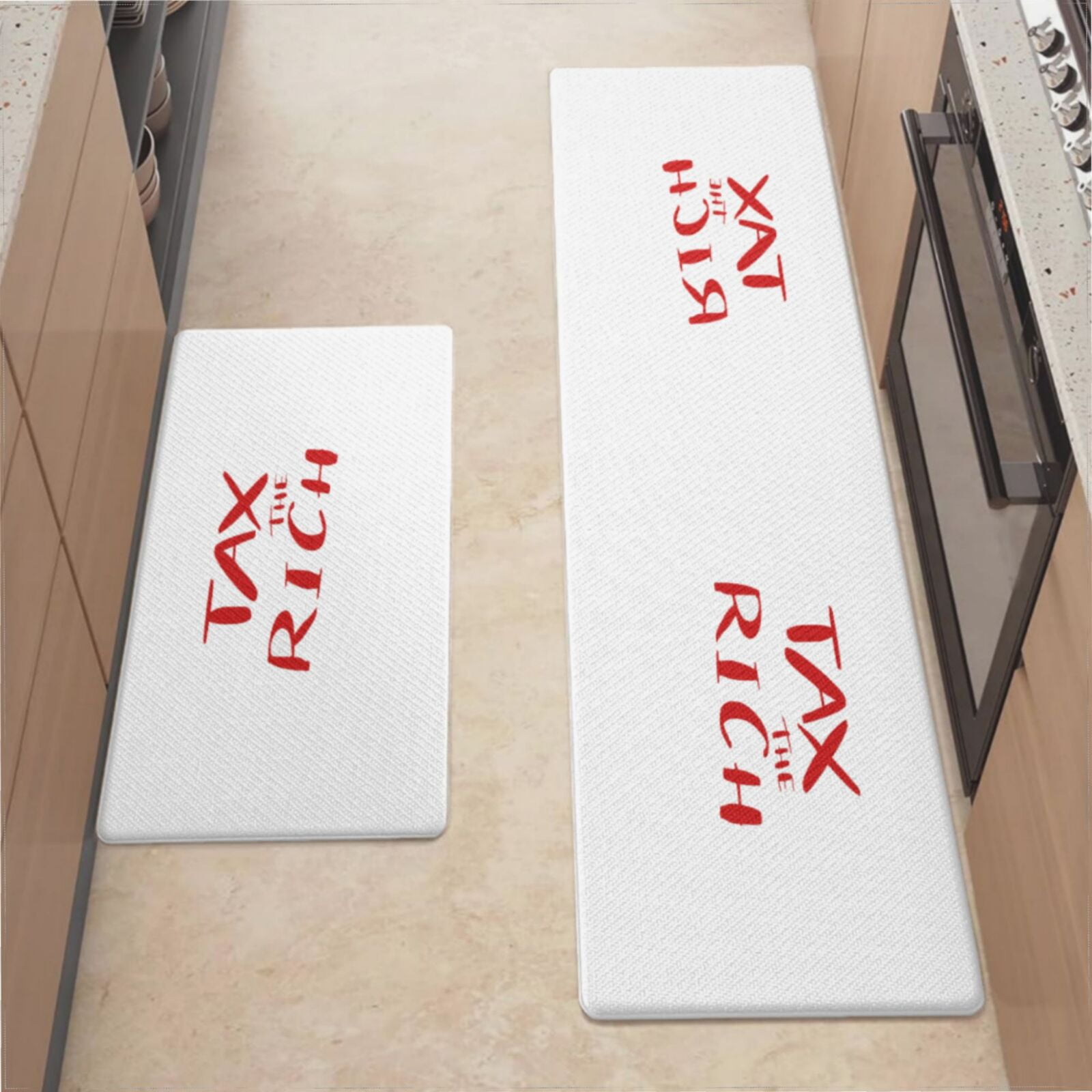 Kitchen Mats For Floor,Tax The Rich Red Lettering Kitchen Rug For ...