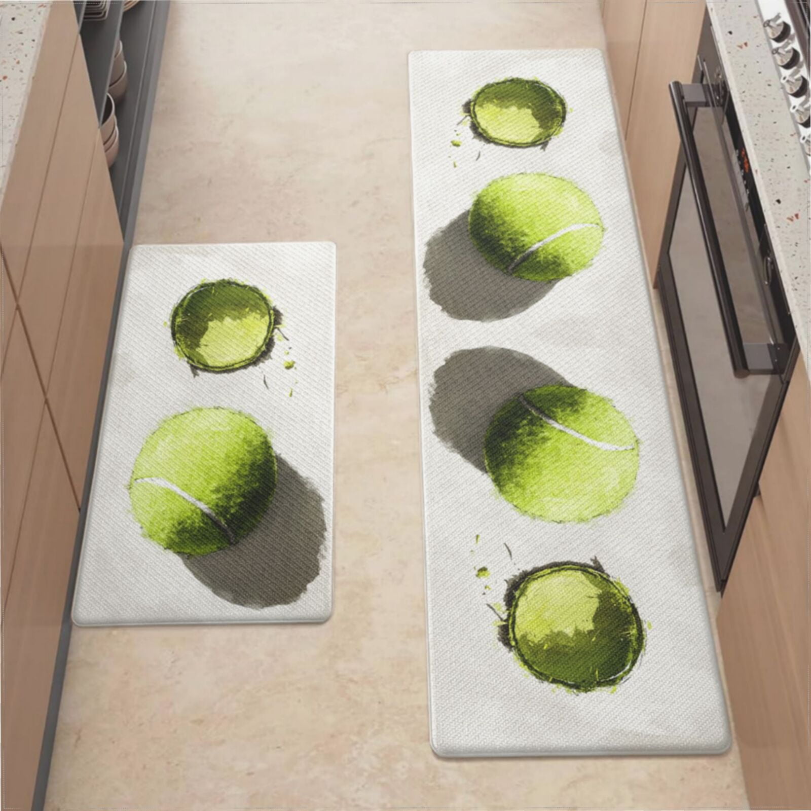 Kitchen Mats For Floor,Tennis Ball And Canister Kitchen Rug For Kitchen ...
