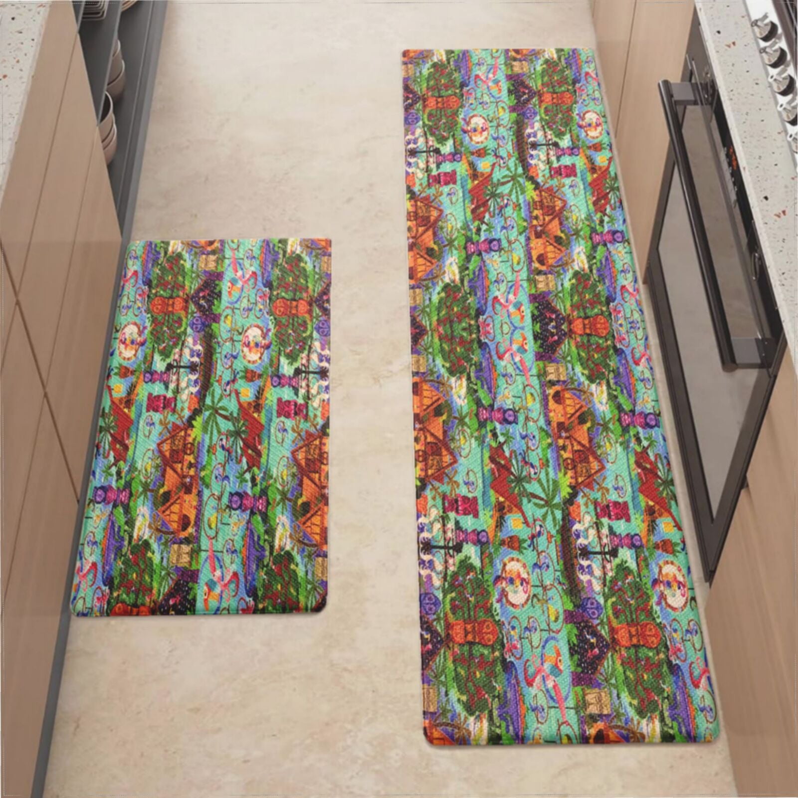 Kitchen Mats For Floor,Tiki Hut Vintage Retro Art Kitchen Rug For ...
