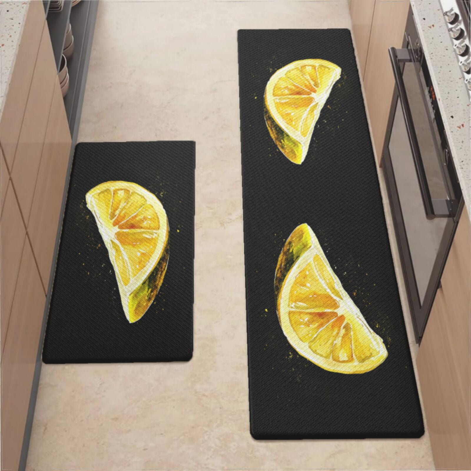 Kitchen Mats For Floor,Vibrant Lemon Slice Art Kitchen Rug For Kitchen ...