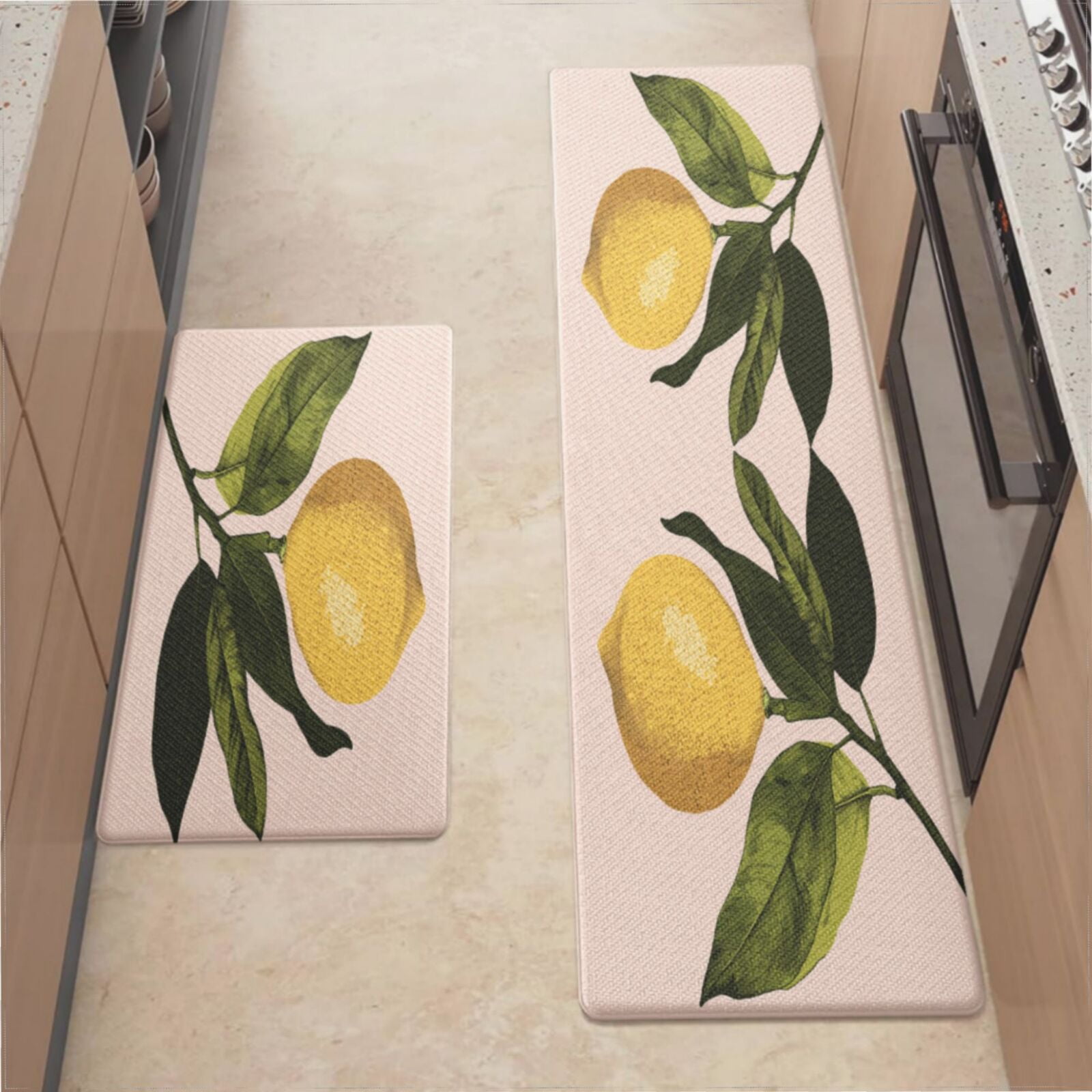 Kitchen Mats For Floor,Vintage Lemon Illustration (3) Kitchen Rug For ...