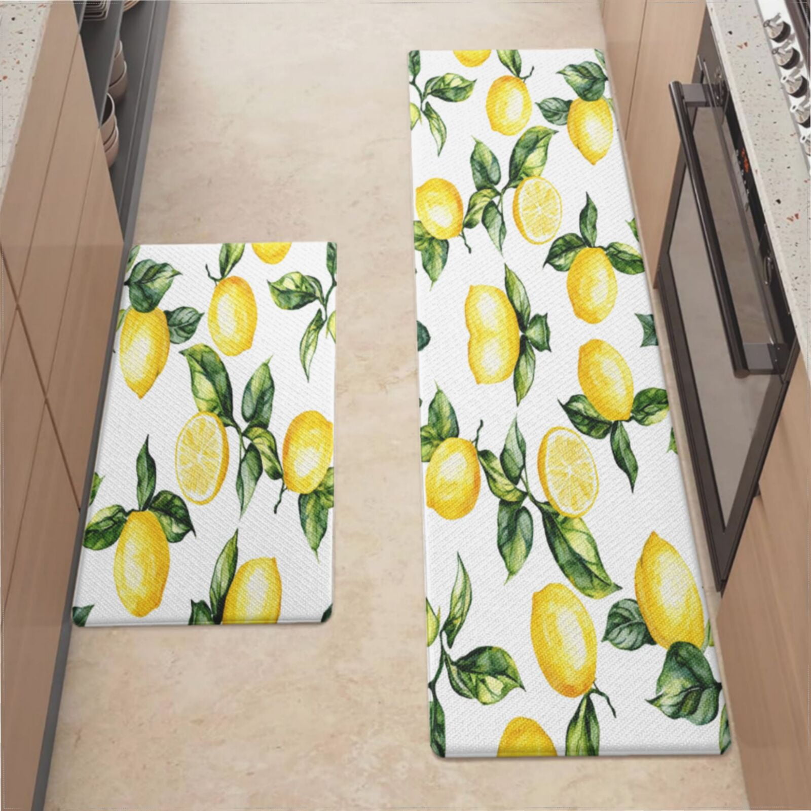 Kitchen Mats For Floor,Watercolor Lemon Pattern (3) Kitchen Rug For ...