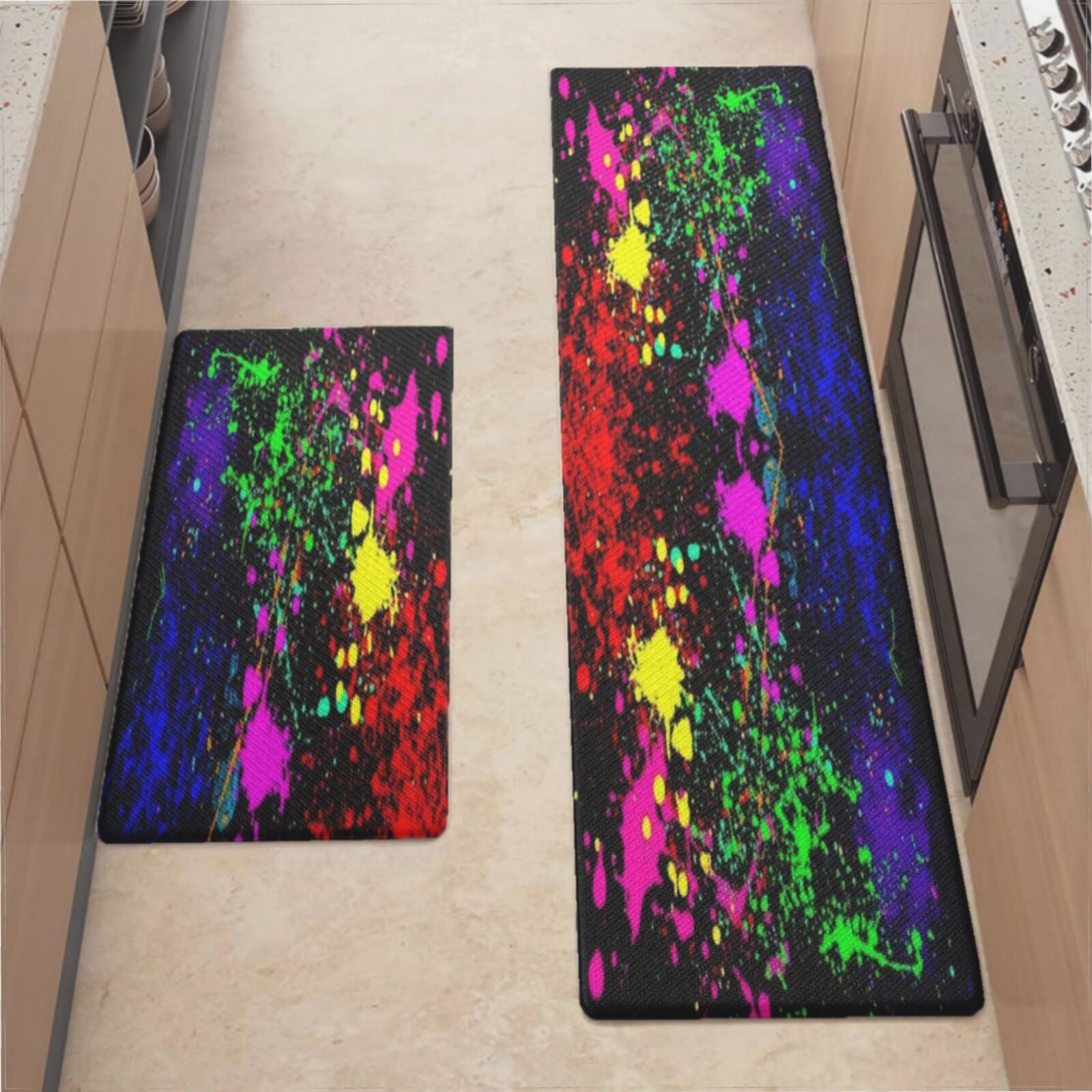 Kitchen Mats For Floor,Wet Paint Retro Color Splash Kitchen Rug For ...