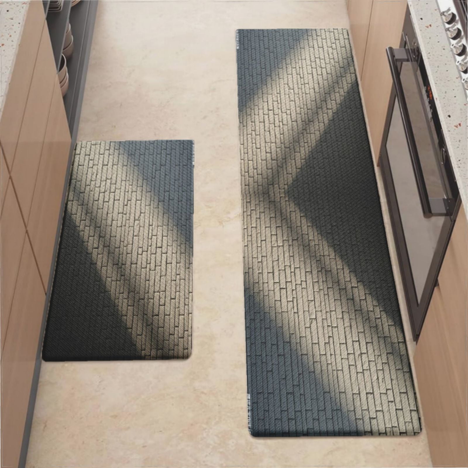 Kitchen Mats For Floor,White Brick Wall,Brick Stone Wall Kitchen Rug ...