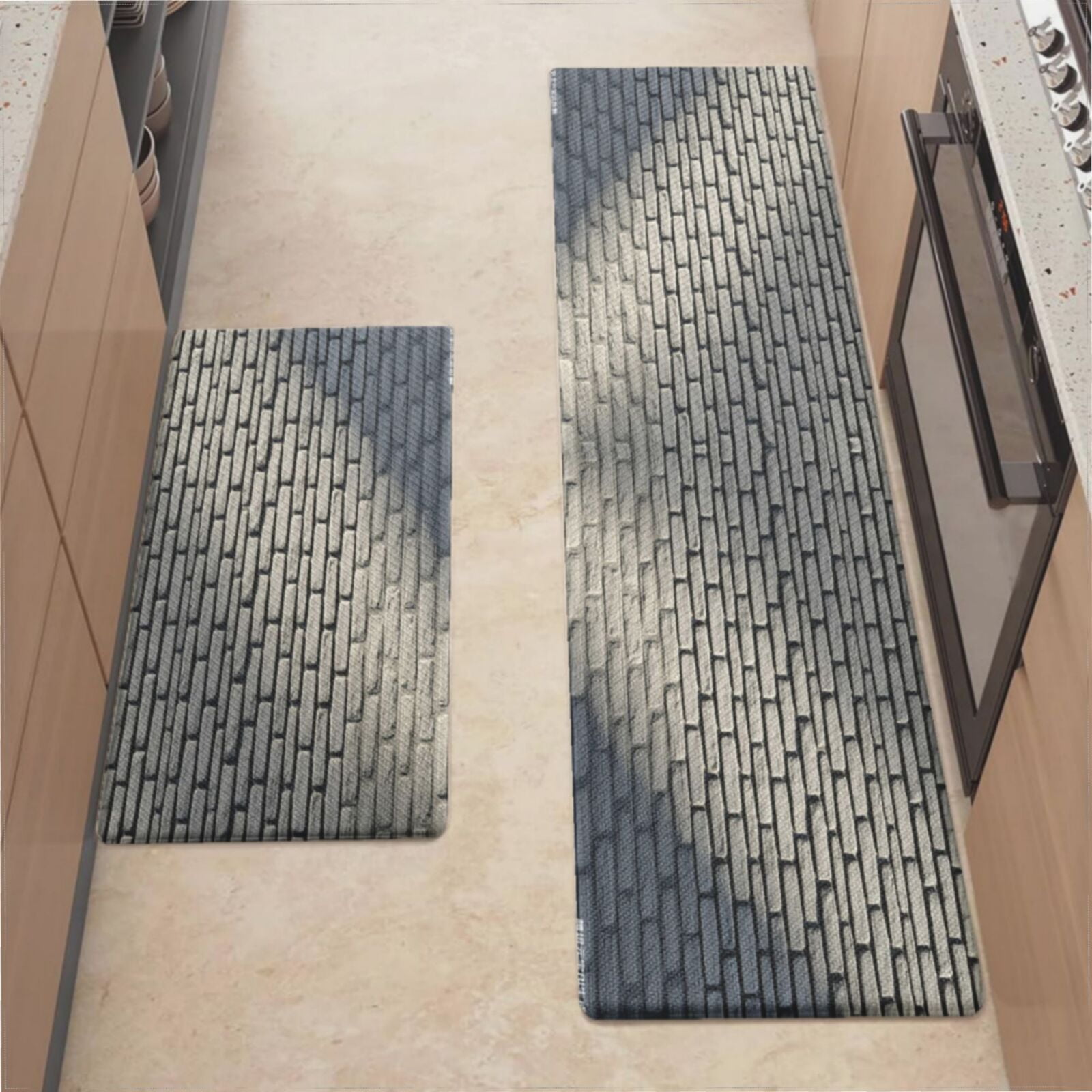 Kitchen Mats For Floor,White Brick Wall Kitchen Rug For Kitchen ...