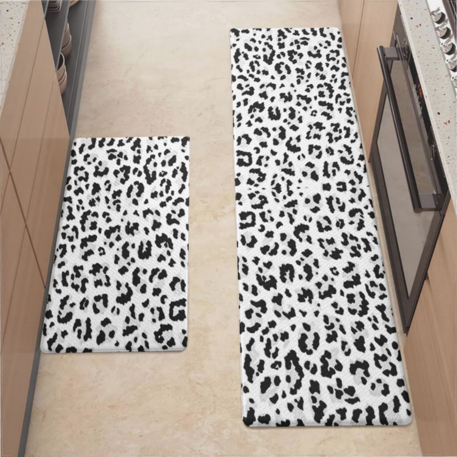 Kitchen Mats For Floor,White Leopard Kitchen Rug For Kitchen ,Laundry ...