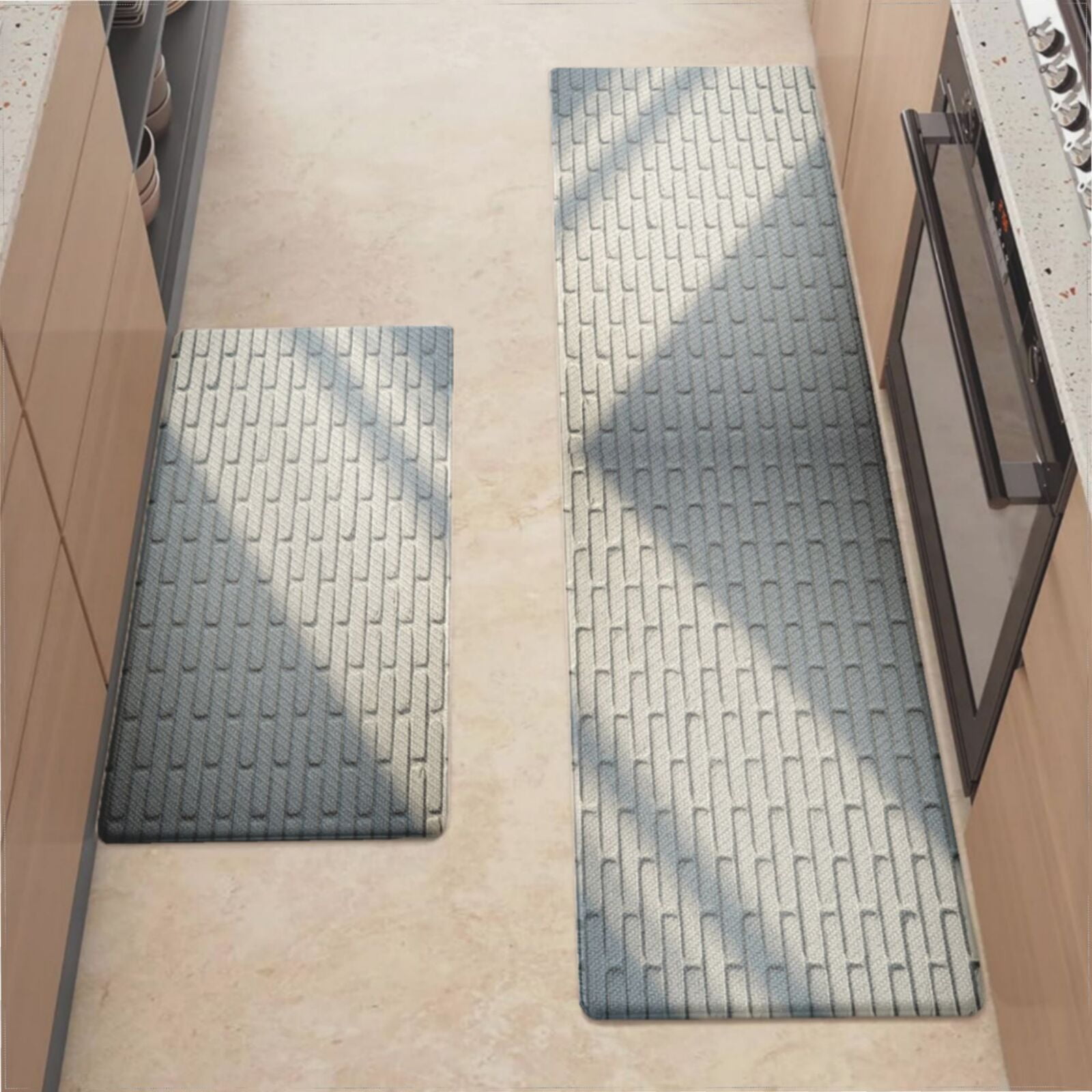 Kitchen Mats For Floor,White Vinatge Brick Wall Pattern Kitchen Rug For ...