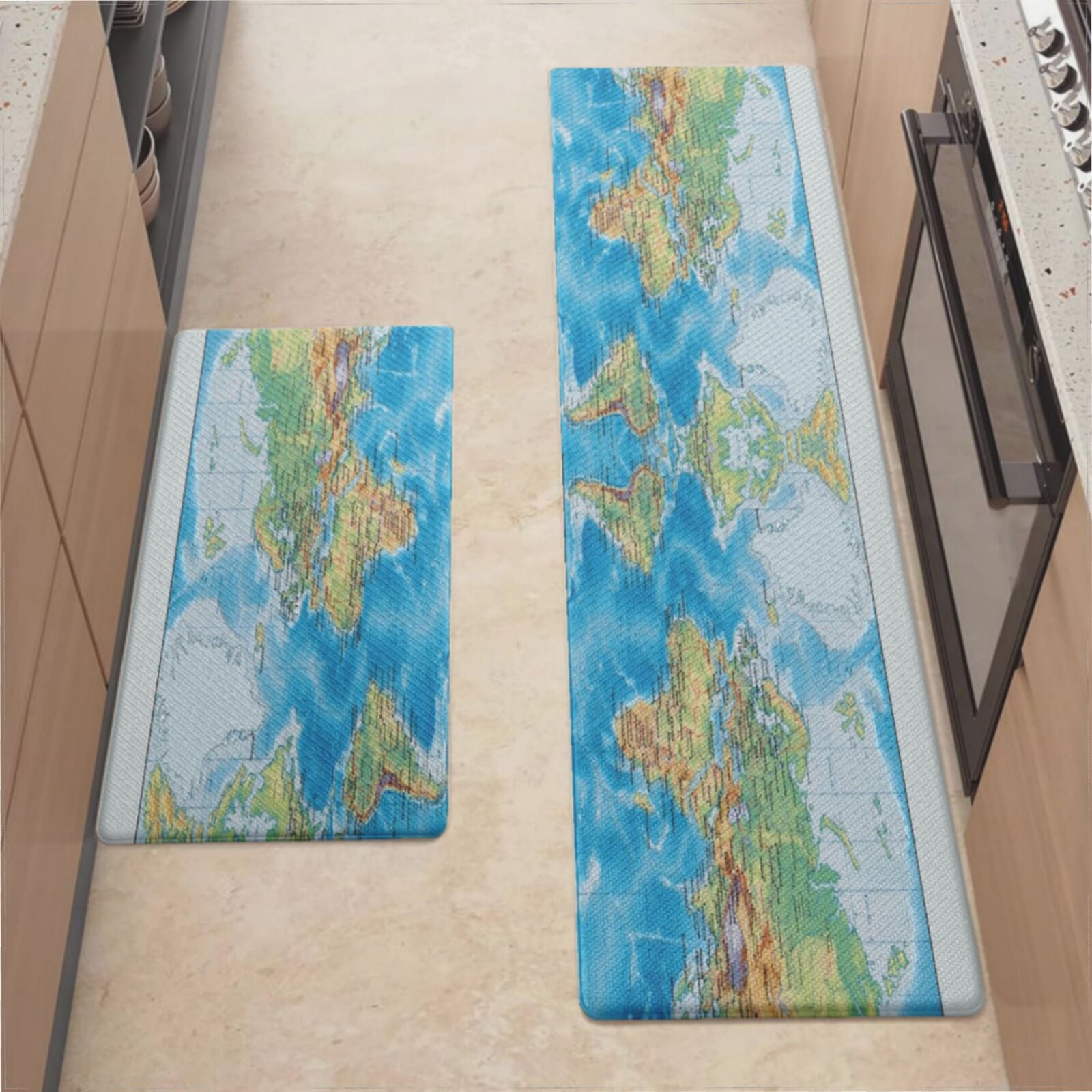 Kitchen Mats For Floor,World Map Kitchen Rug For Kitchen ,Laundry ...