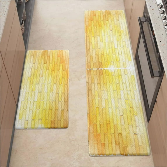 Kitchen Mats For Floor,Yellow Brick Stone Wall Kitchen Rug For Kitchen ...