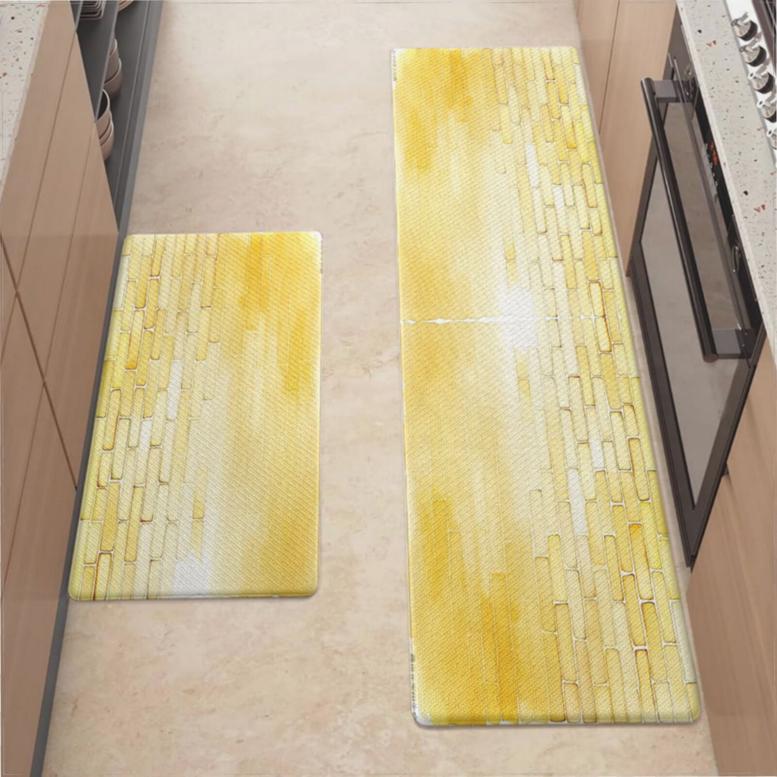 Kitchen Mats For Floor,Yellow Brick Wall Kitchen Rug For Kitchen ...