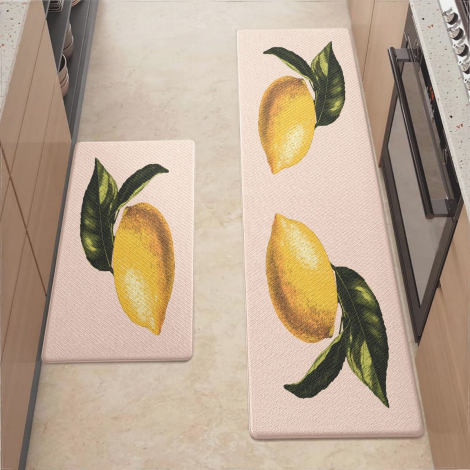 Kitchen Mats For Floor,Yellow Lemon With Leaves(1) (6) Kitchen Rug For ...