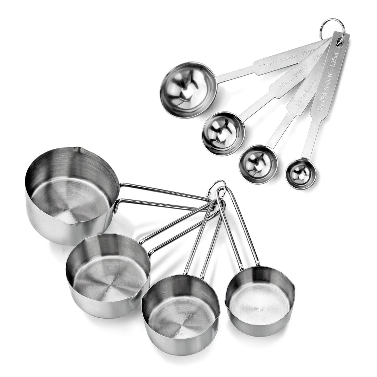 Kitchen Measuring Set 8-Piece Stainless Steel Cups and Spoons, Accurate ...