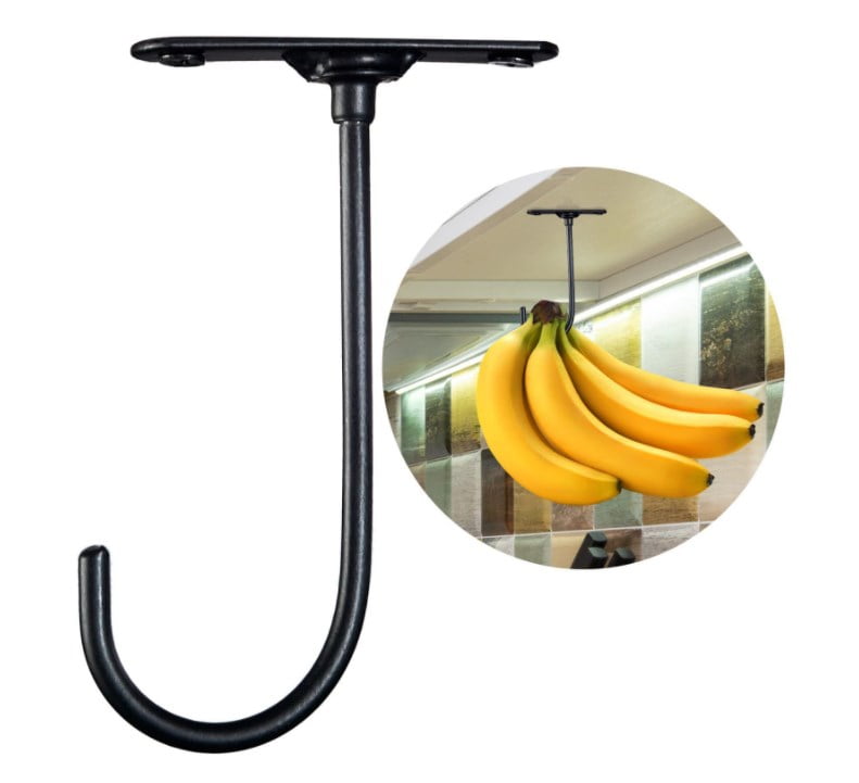 Kitchen Metal Banana Hook 1 Pc, Black Banana Holder to Keep Bananas ...