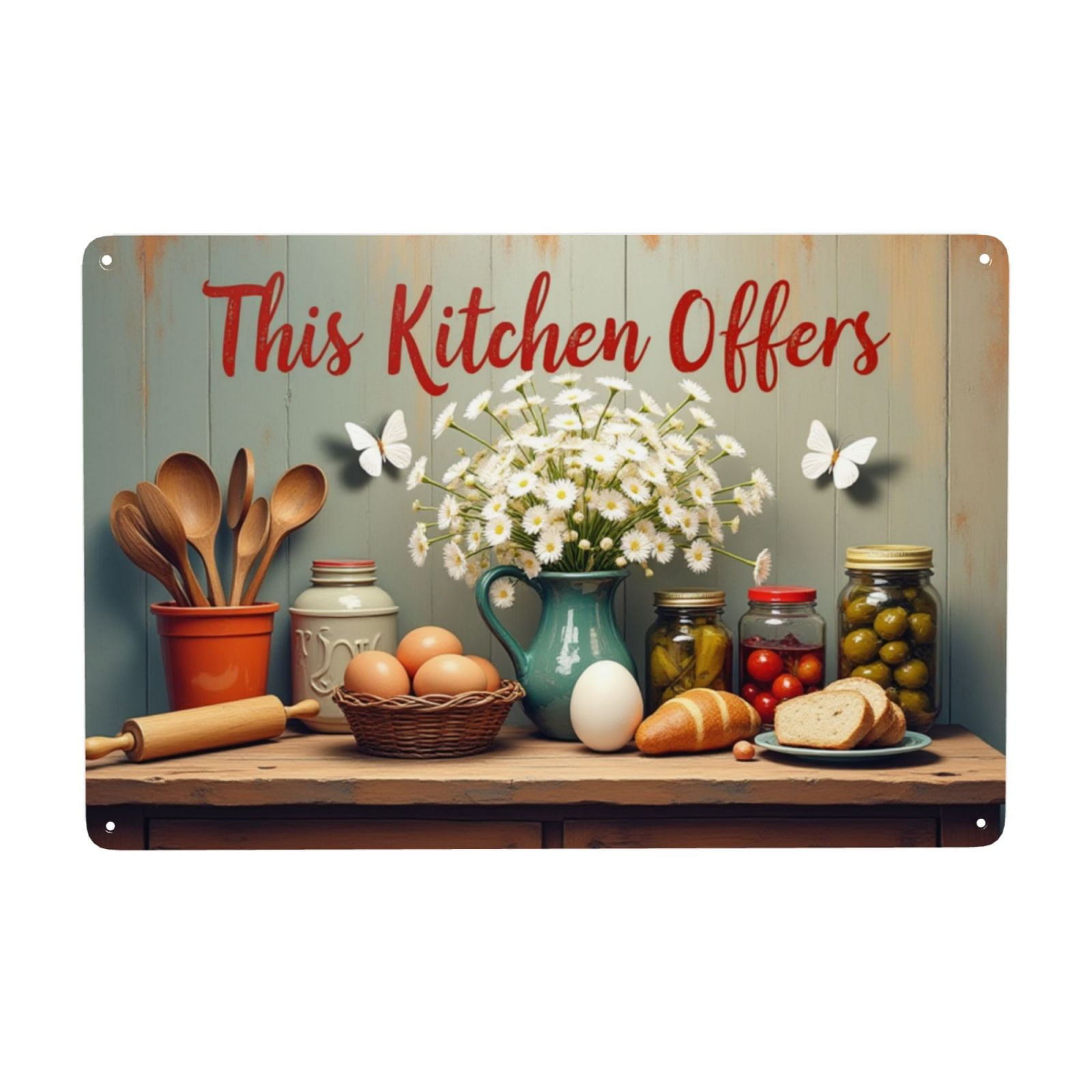 Kitchen Metal Signs - This Kitchen Offers Food Love Joy Tin Sign ...