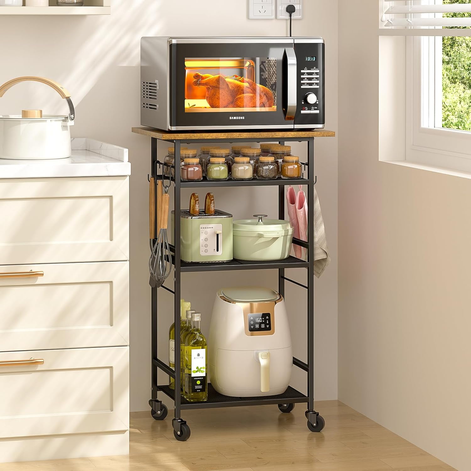 Kitchen Microwave Cart, 4 Tier Microwave Table Stand with Storage ...