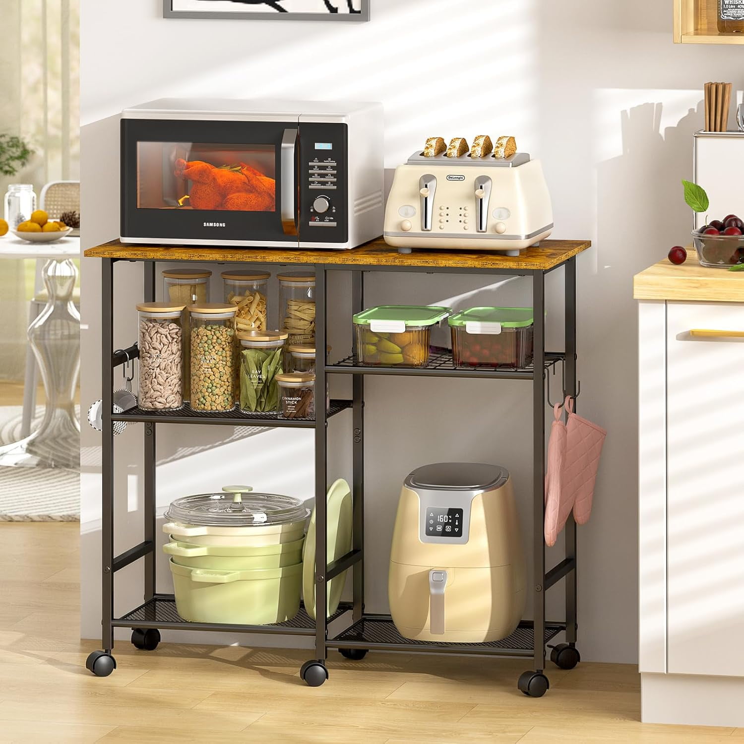 Kitchen Microwave Cart, Microwave Stand with Adjustable Shelf, Coffee ...