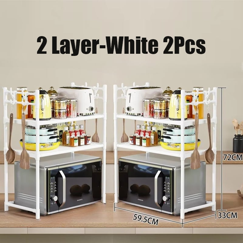 Kitchen Microwave Rack Double Layered Simple Storage Shelf Multi-Layer ...