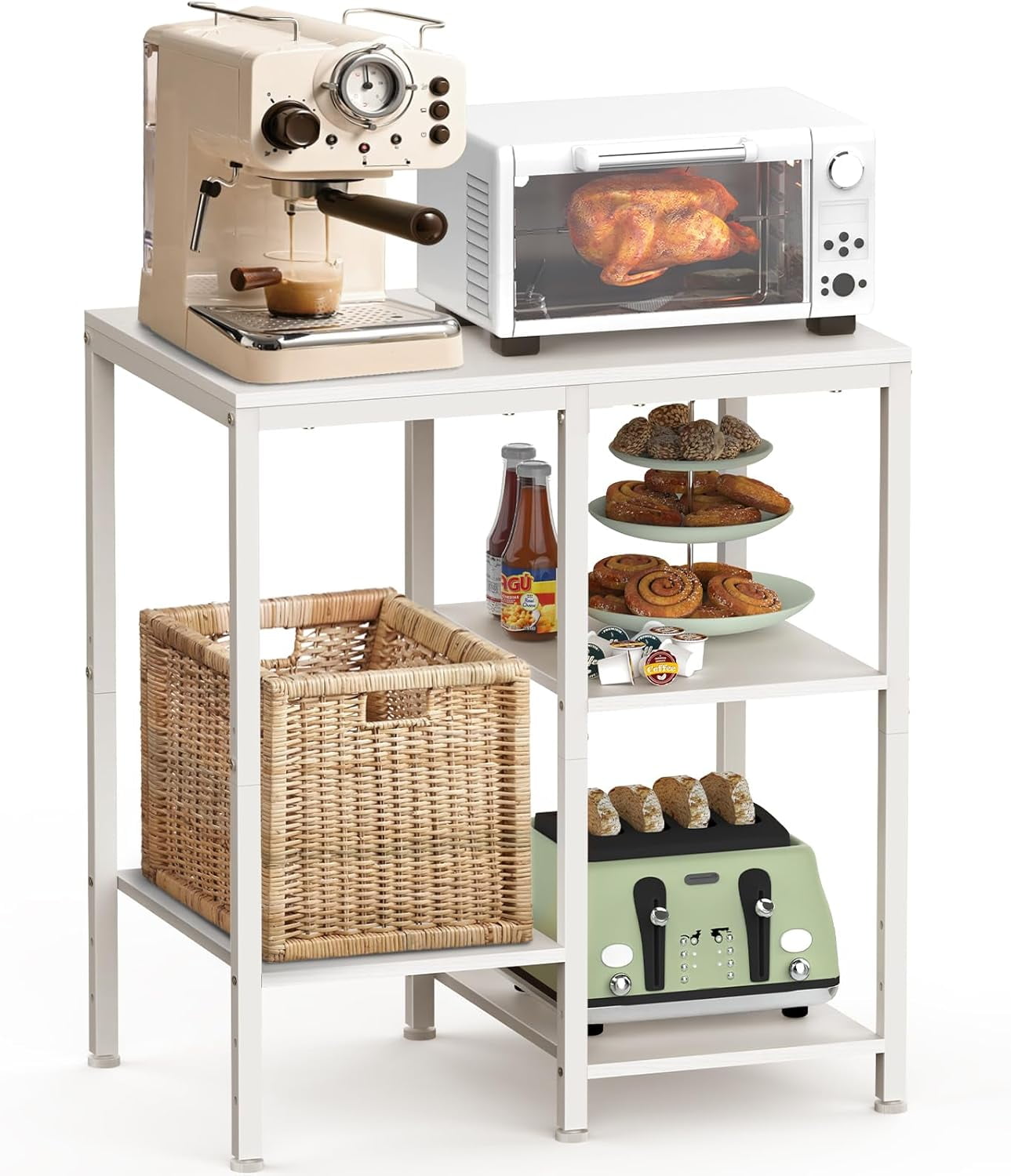 Kitchen Microwave Stand,4-Tier Adjustable Bakers Rack,Multi-Purpose ...