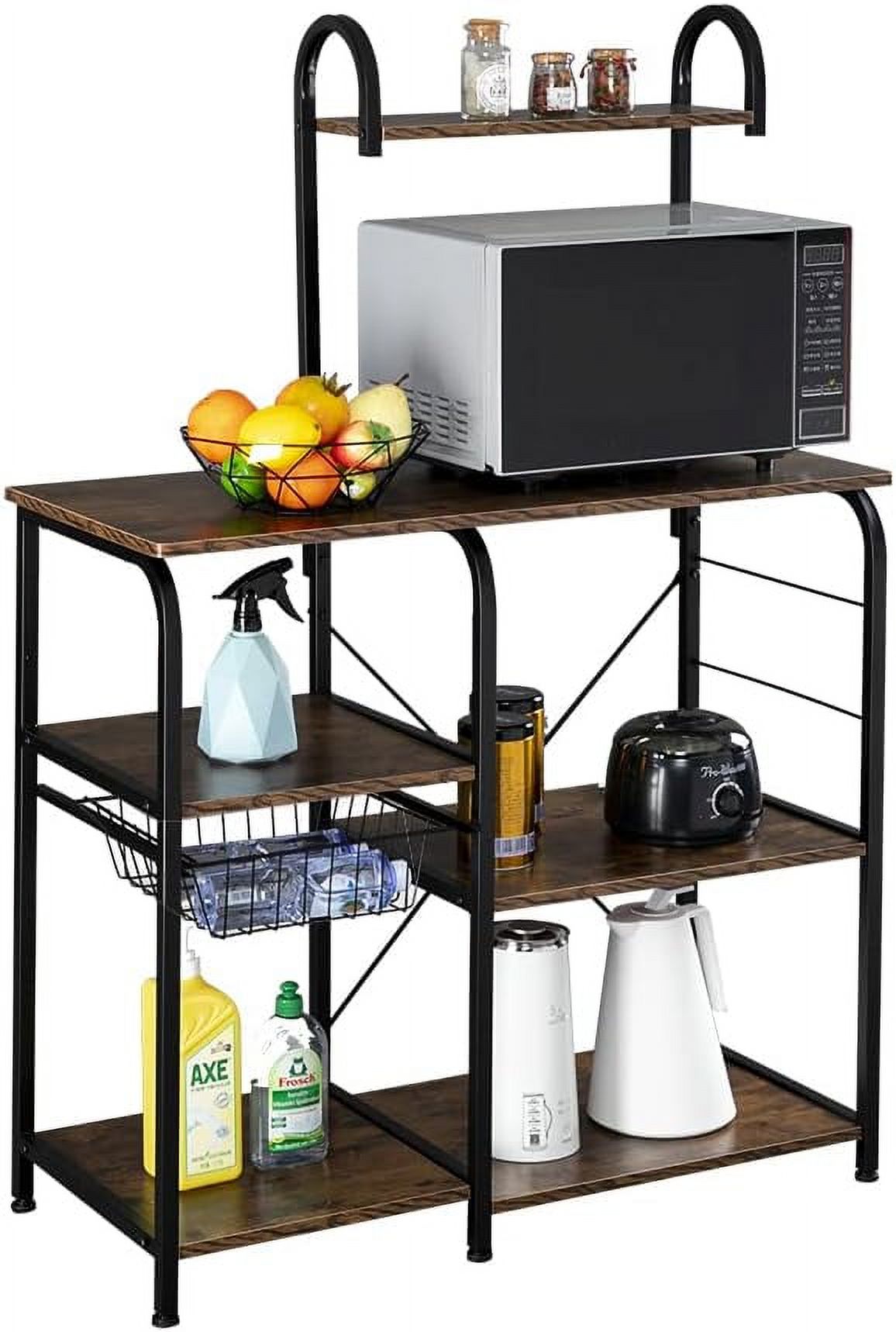 Kitchen Microwave Stand Cart with Wheels 3-Tier Industrial Kitchen Baker's Rack with Microwave ...