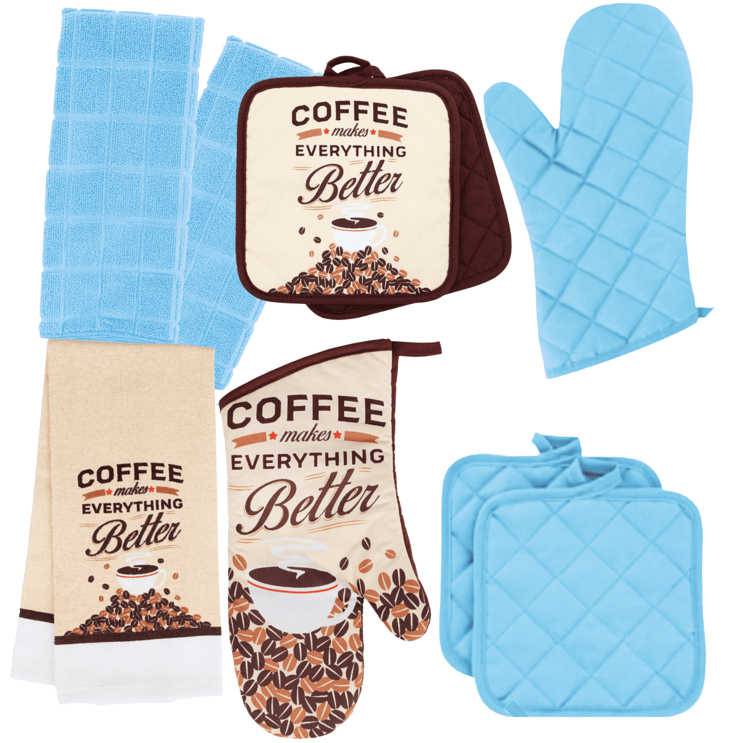 Kitchen Mitts, Pot Holder, Kitchen Towels Set, 2 Kitchen Towels, 4 Pot ...