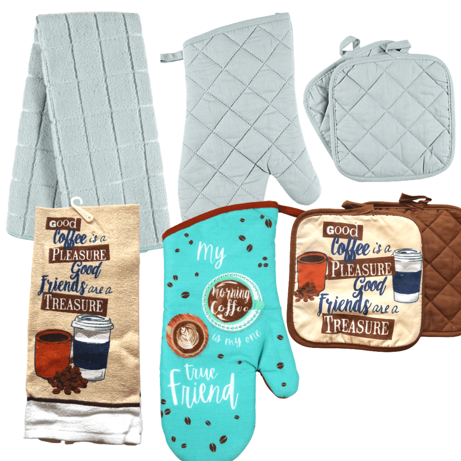 Kitchen Mitts, Pot Holder, Kitchen Towels Set, 2 Kitchen Towels, 4 Pot ...