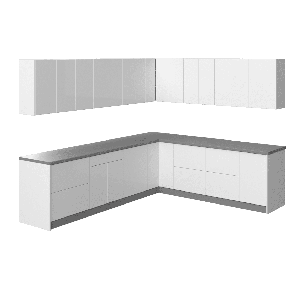 Kitchen Modern Collection White Gloss Color Base Size 10x8,5Ft Wide ...