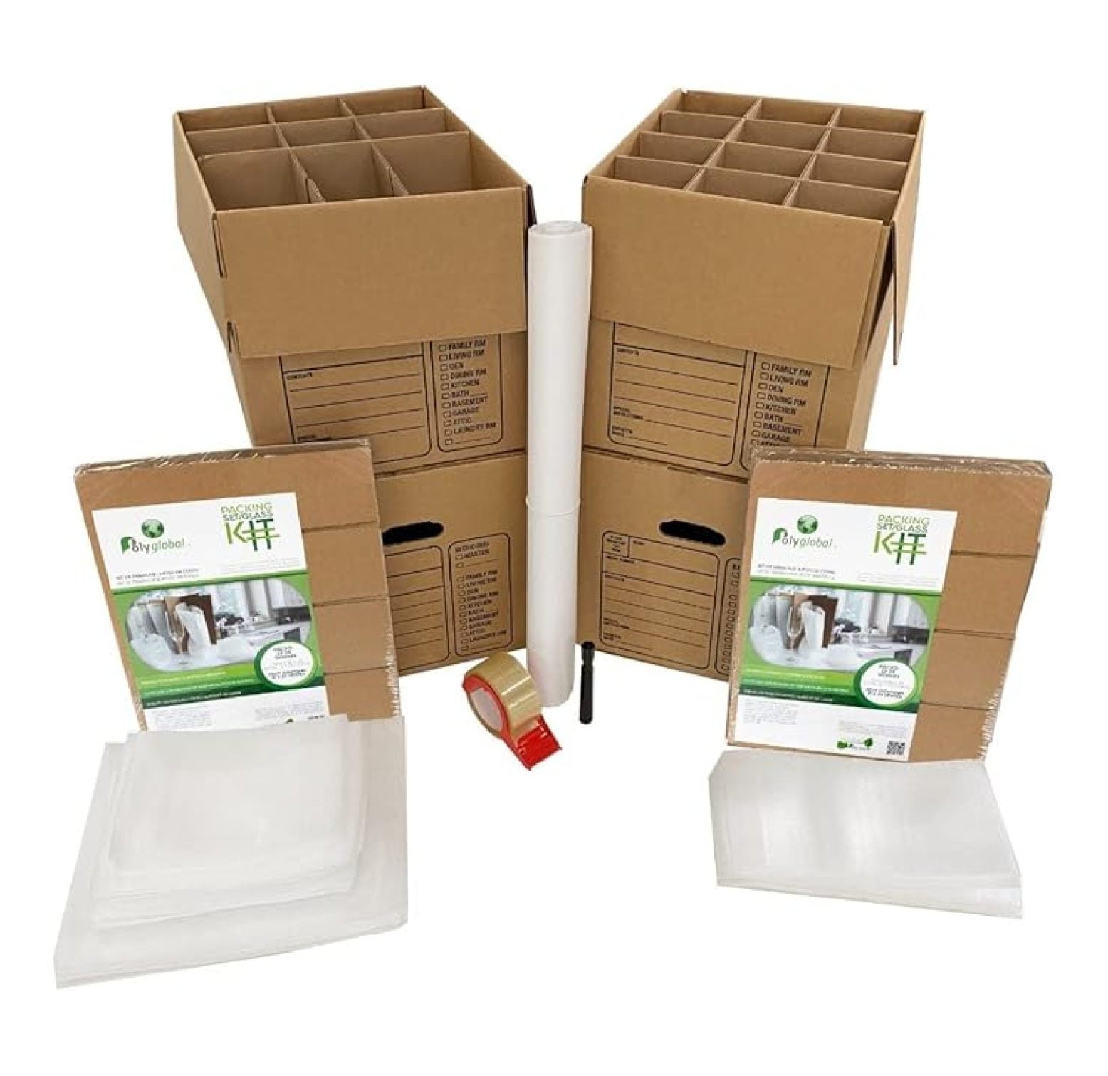 Kitchen Moving Box & Supplies Kit #1 4 Boxes with Dish/Glass Inserts ...
