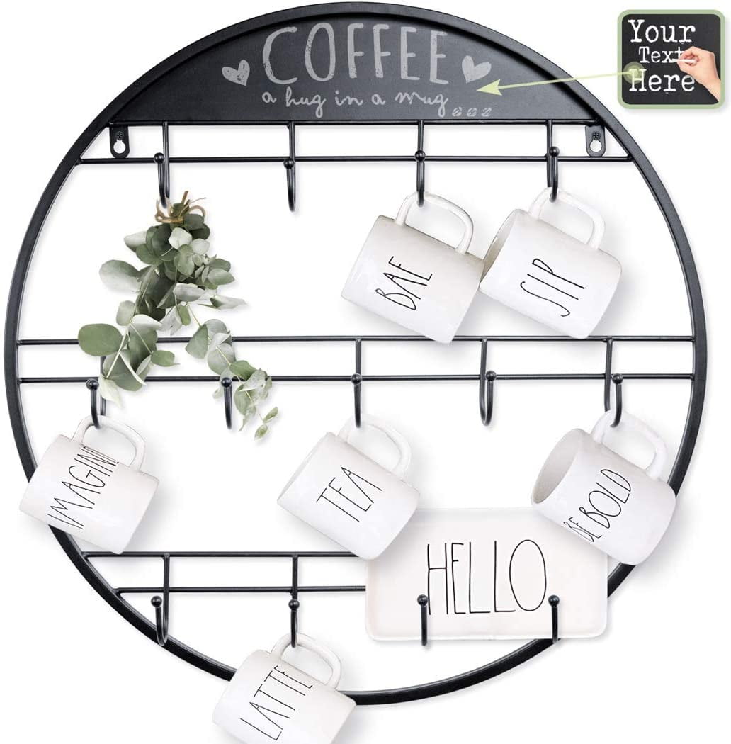 Kitchen Mug Holder for Wall: Hanging Cup Rack Wall Mounted - 22" Large ...