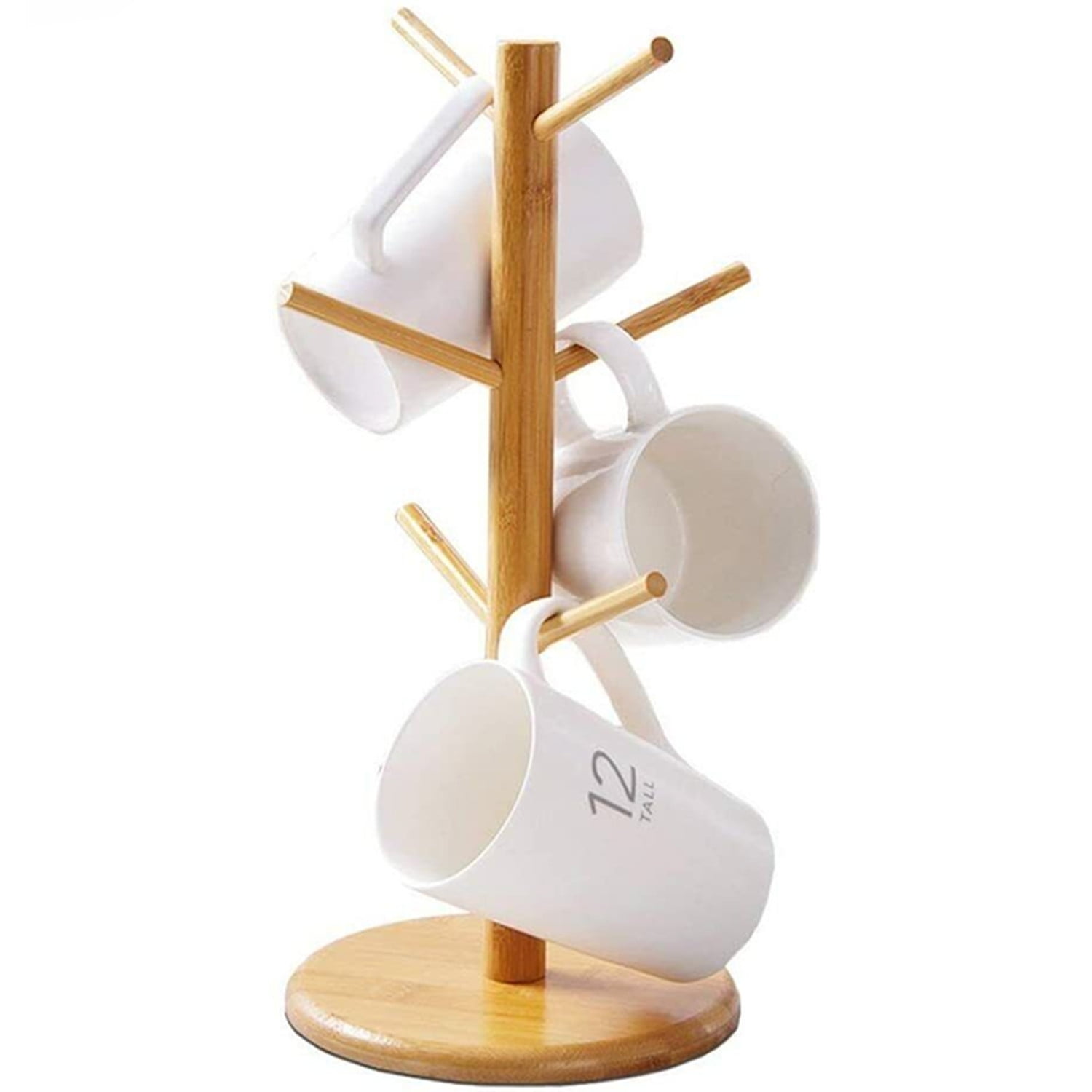 Kitchen Mug Tree Holder for Coffee Cups, Tea Cups, Bamboo Drying Rack ...