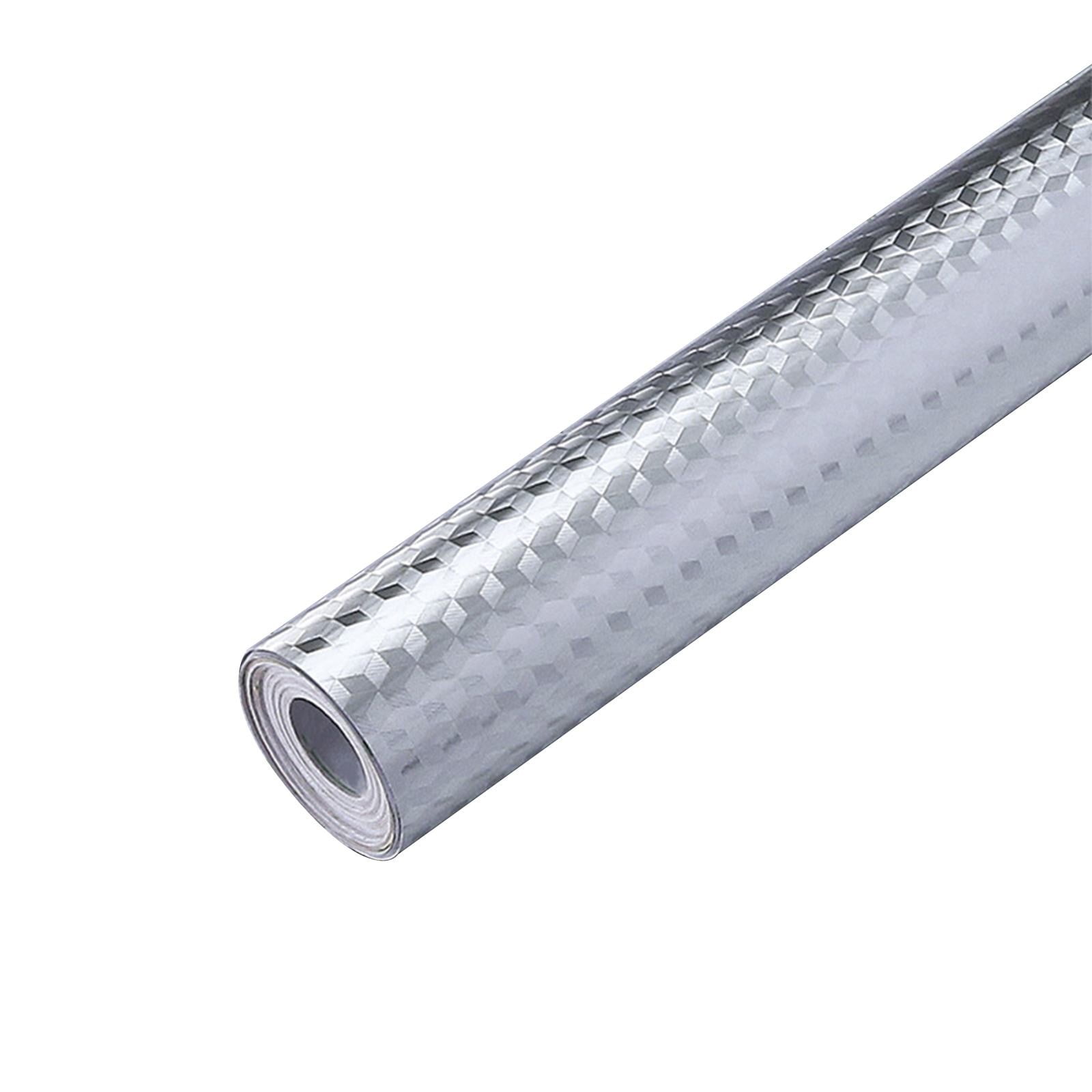 Kitchen Oil Proof Aluminum Foil Sticker Silver Chequer Peel And Stick ...