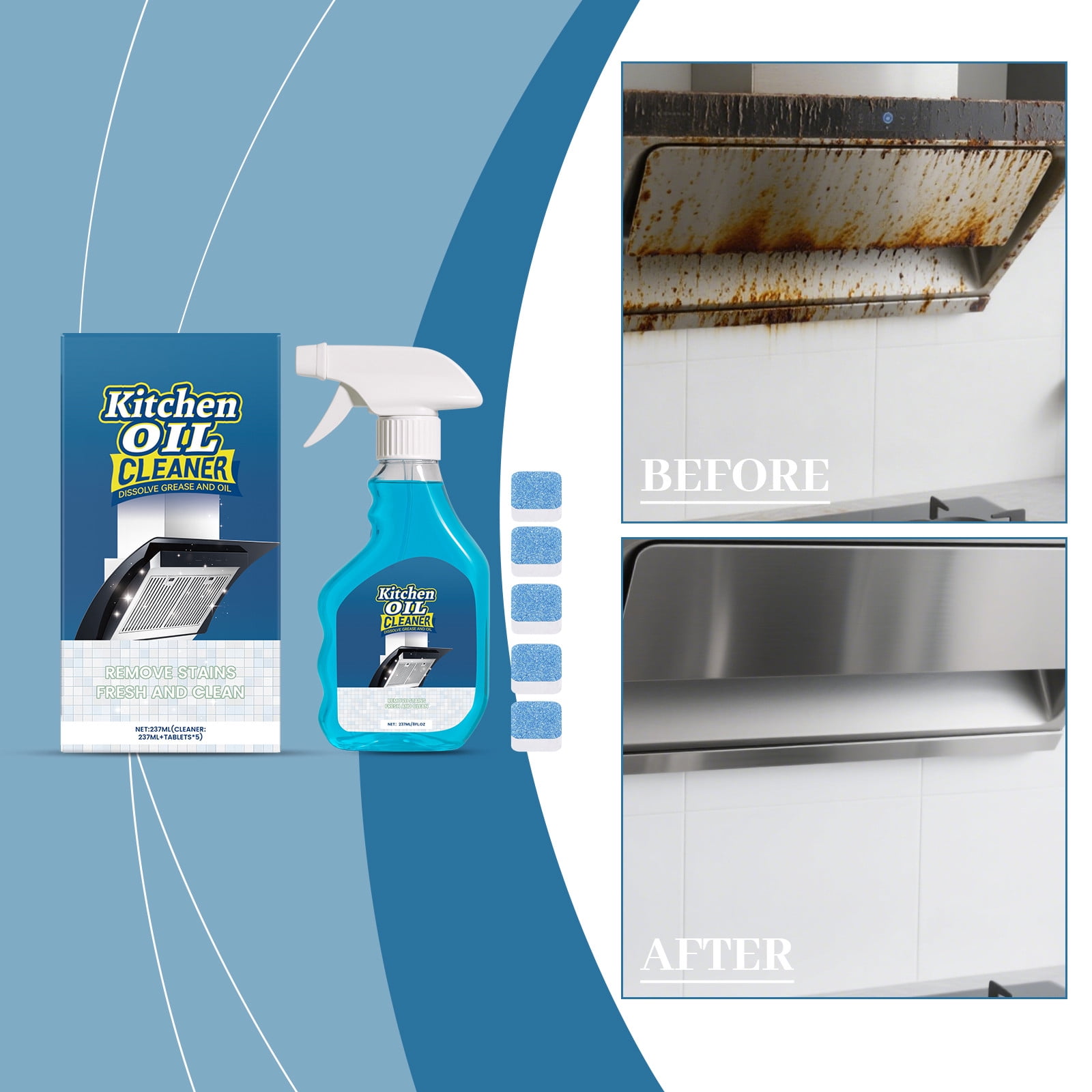 Kitchen Oil Stain Cleaner Spray | Powerful Degreaser for Stovetop Range ...