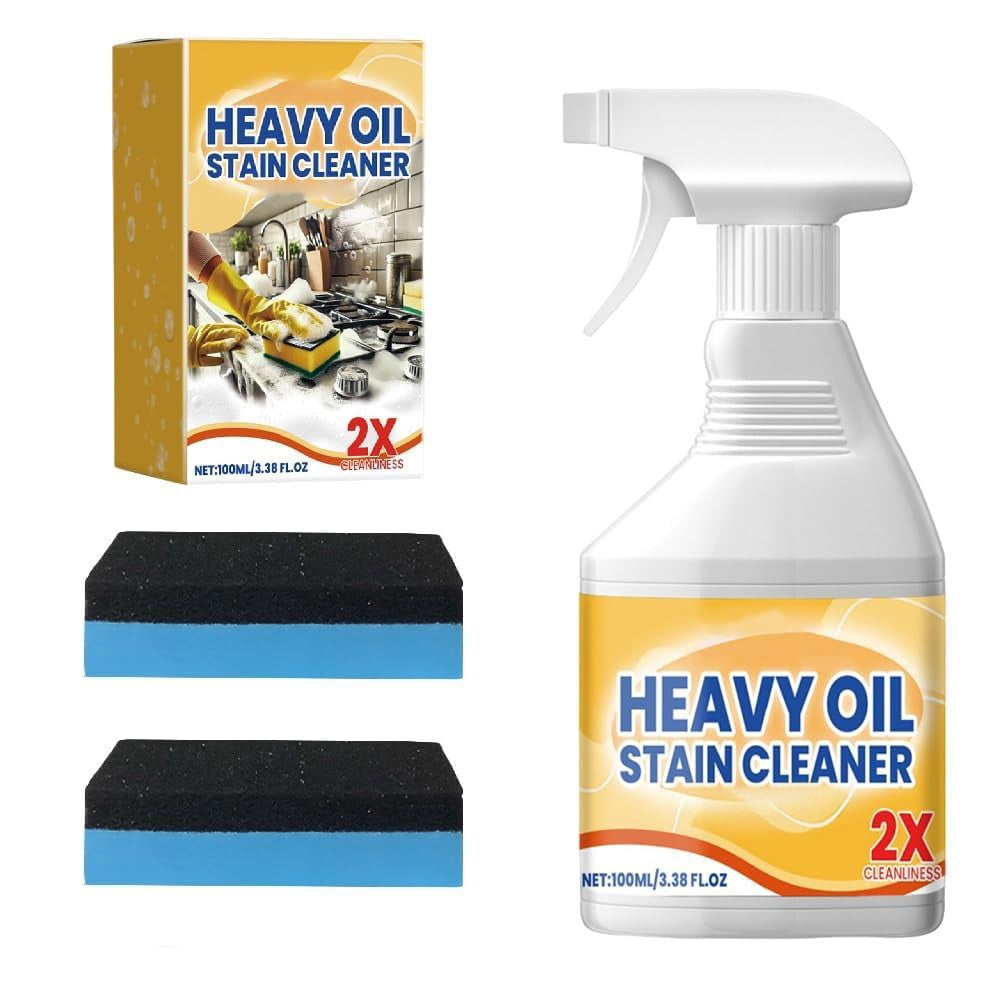 Kitchen Oil Stain Remover Spray, 100ml Range Hood Cleaner with Sponge ...