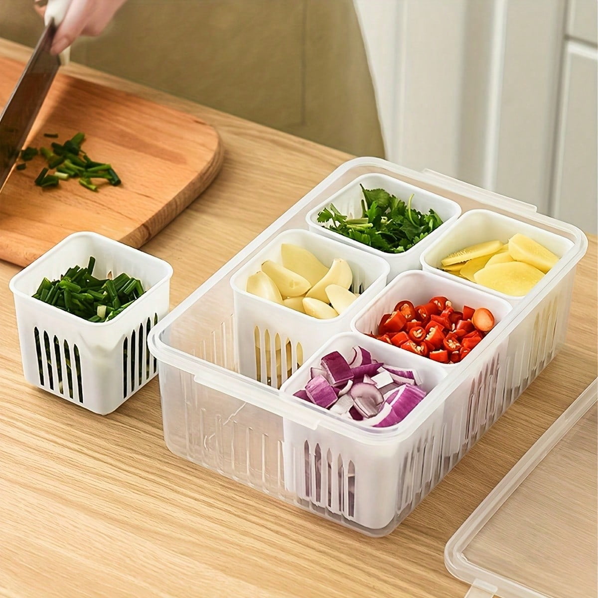 Kitchen Onion Ginger Garlic Storage Box Refrigerator Freezer Separate ...