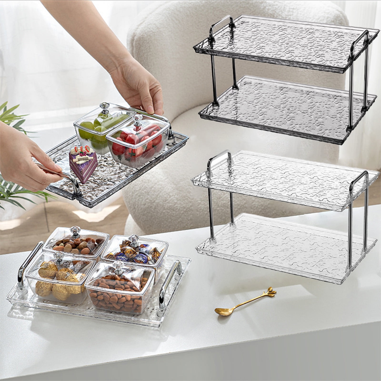 Kitchen Organizer under $5! kkbbma 2-Tier Clear Plastic Organizer ...