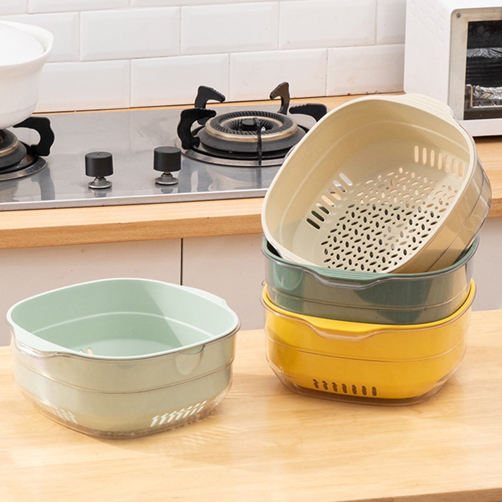 Kitchen Organizer Basket Food Safe Plastic Drainer | Multi-Purpose ...