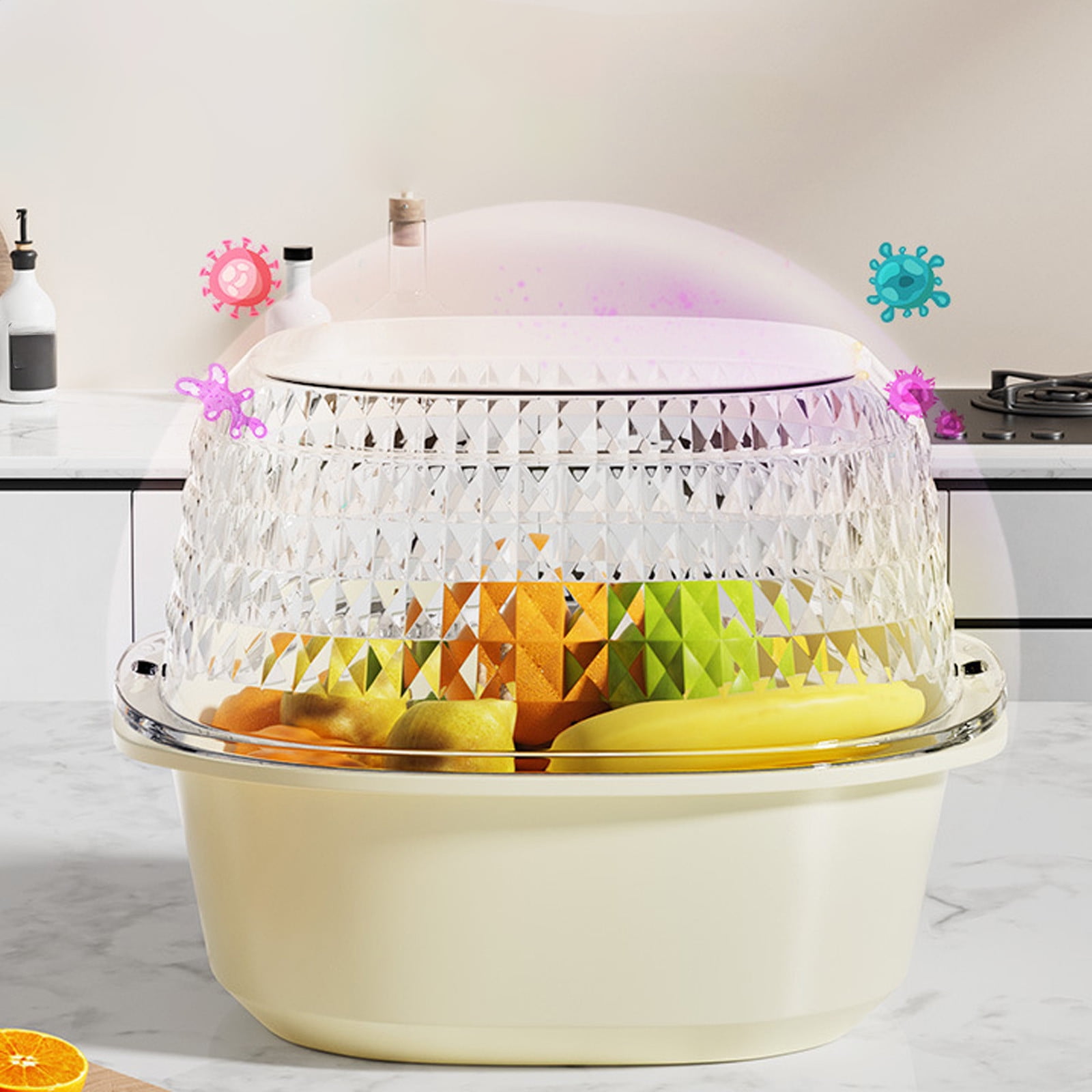 Kitchen Organizer Basket Food Safe Plastic Drainer Space Saving Storage ...