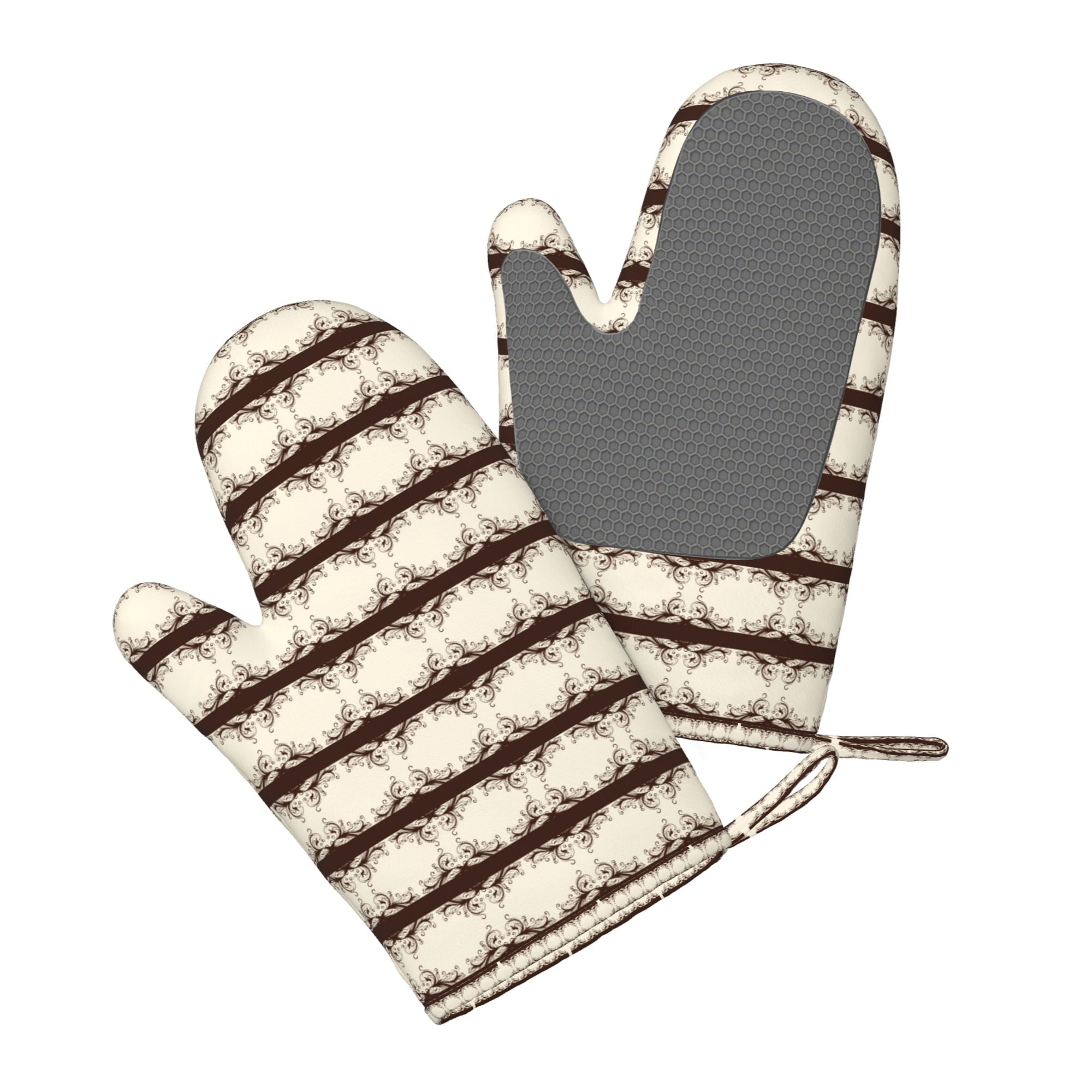 Kitchen Oven Glove European floral border pattern Non-Slip Silicone ...