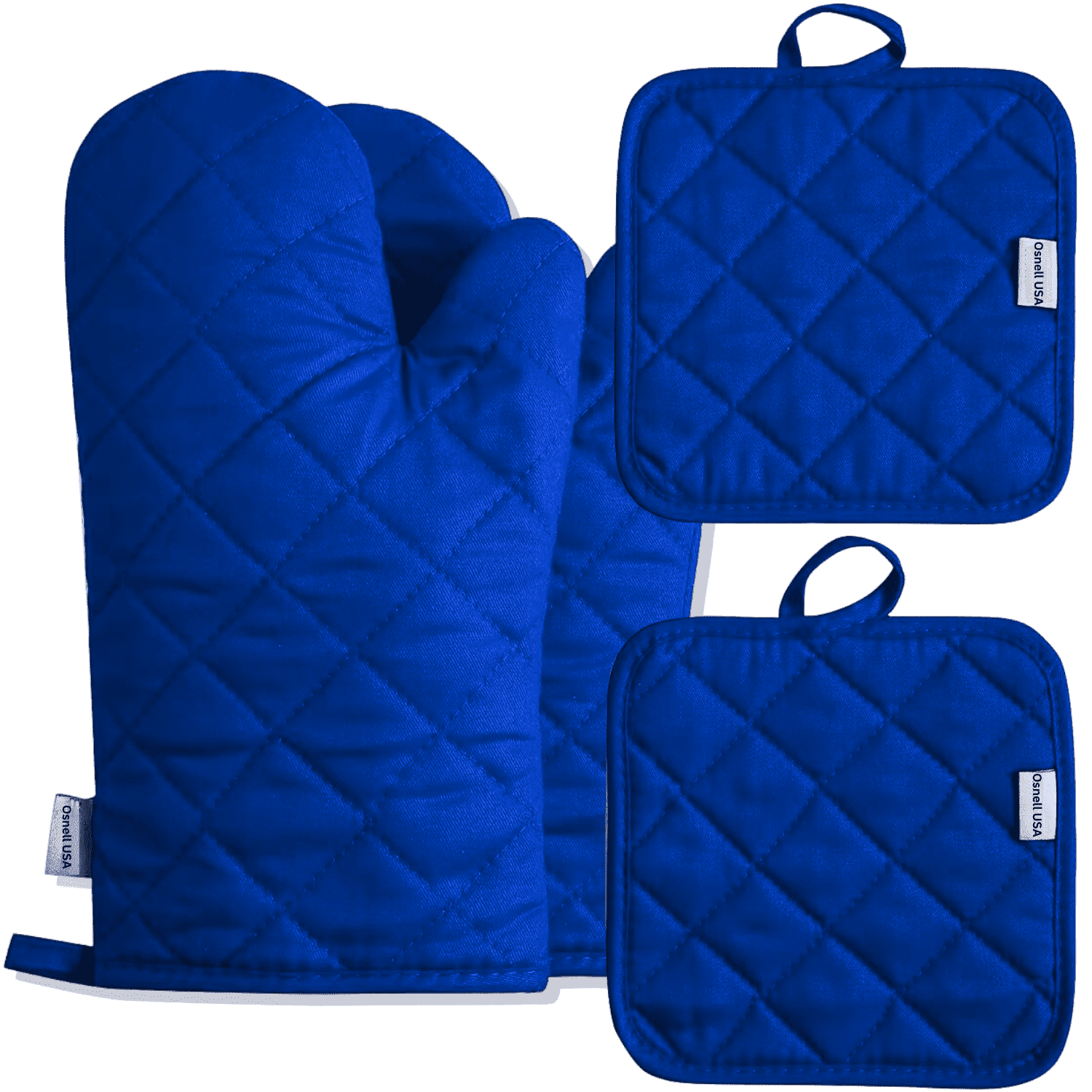 Osnell USA Cotton Kitchen Oven Mitt Cooking Pot Holders Set, Navy Blue ...