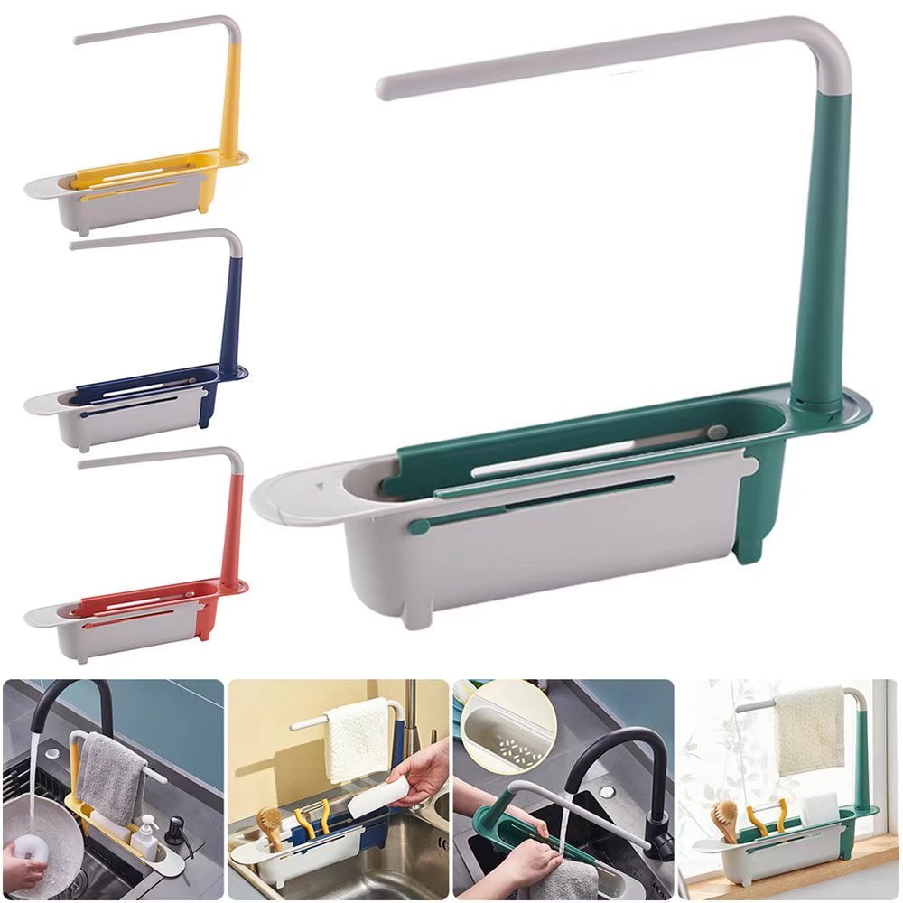 Kitchen Over Sink Shelf Rack,Expandable Adjustable Storage Drain Basket ...