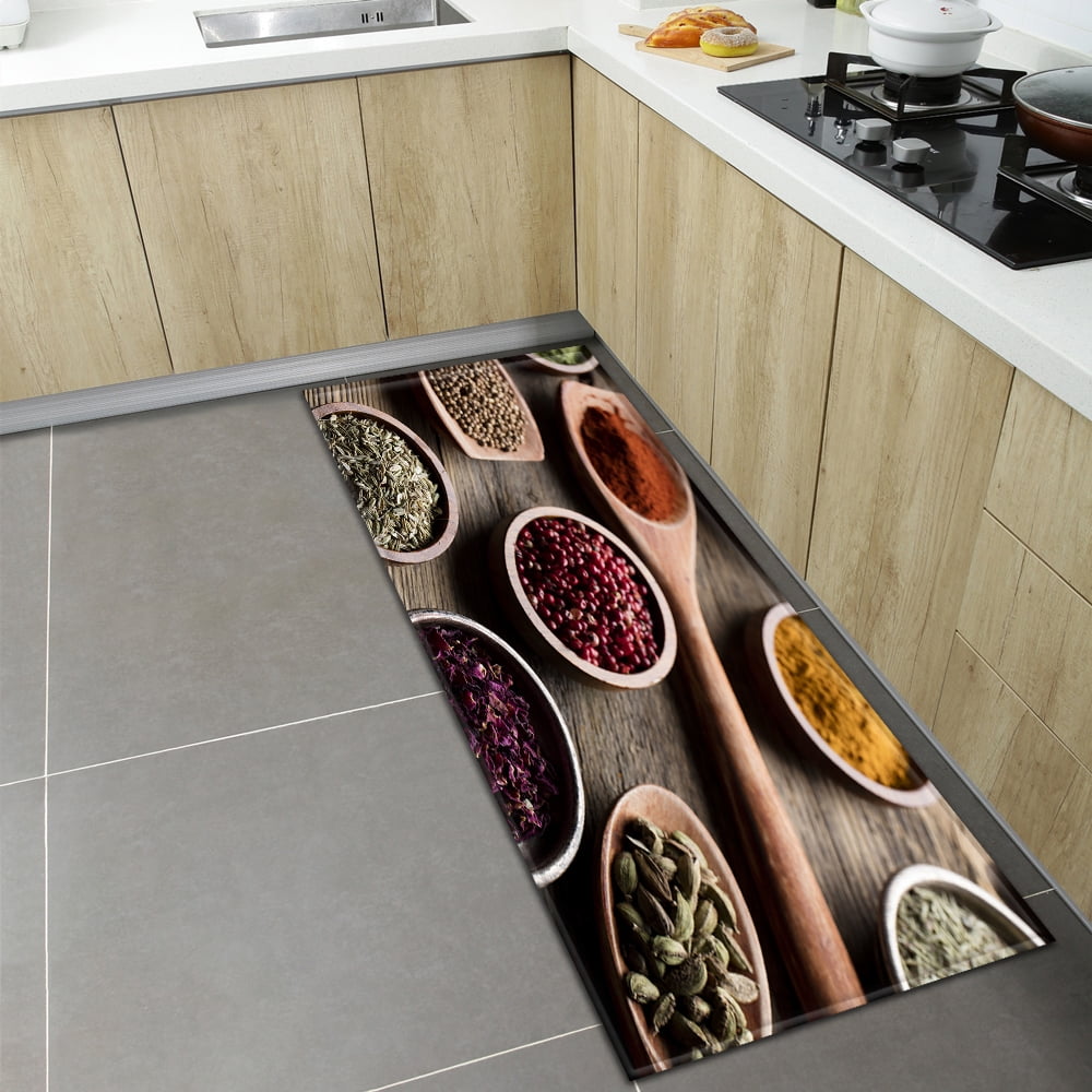 Kitchen PCV Mat 40x120cm Spice Pattern Floor Mats Kitchen Decor Rugs ...